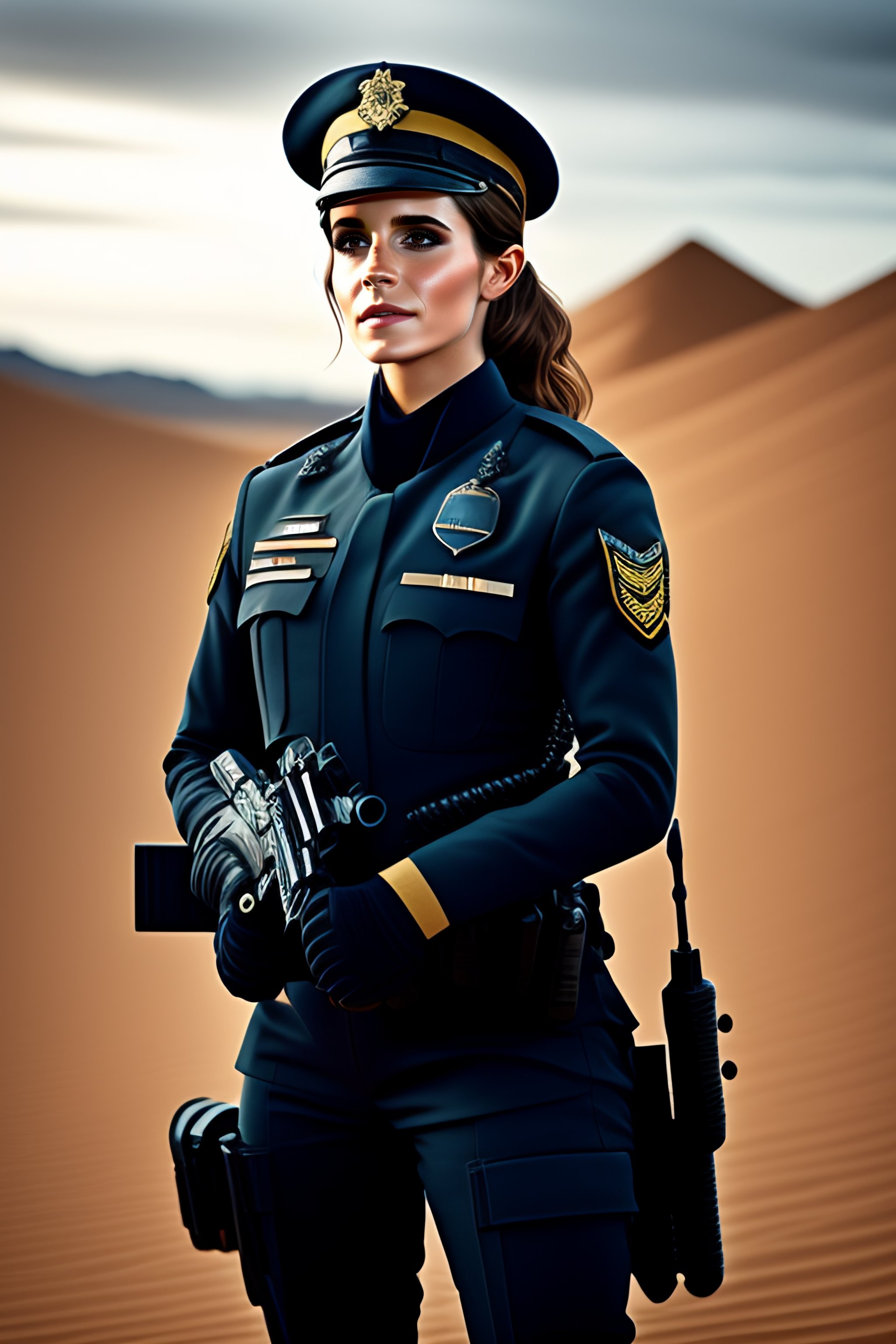 Lexica - Emma watson as stargate officer with tommygun