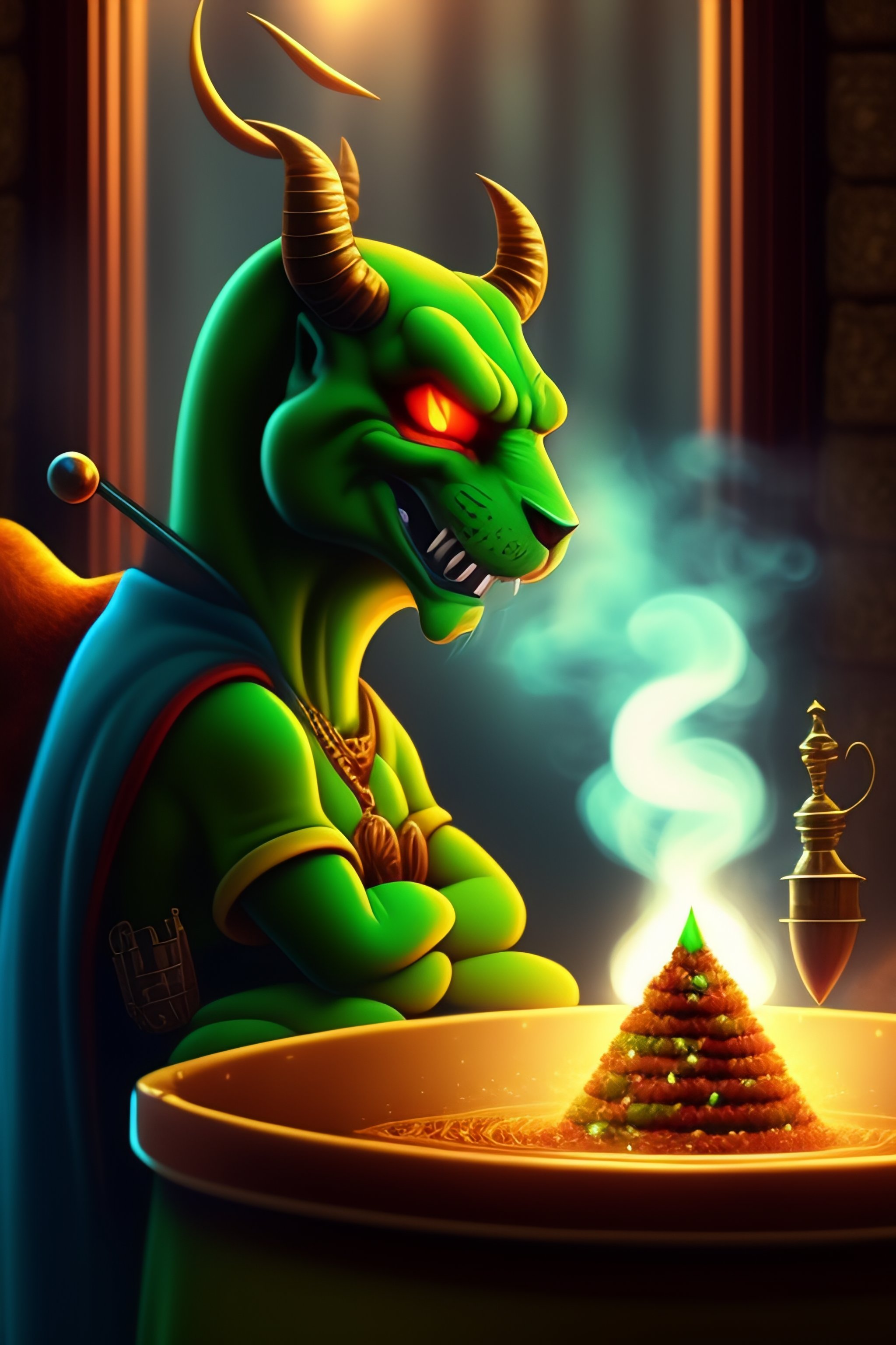 Lexica - Demon smoking weed cartoon