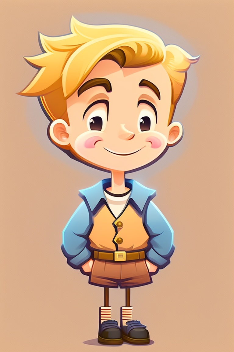 Lexica - A short, smiling blond boy ART style Cartoon