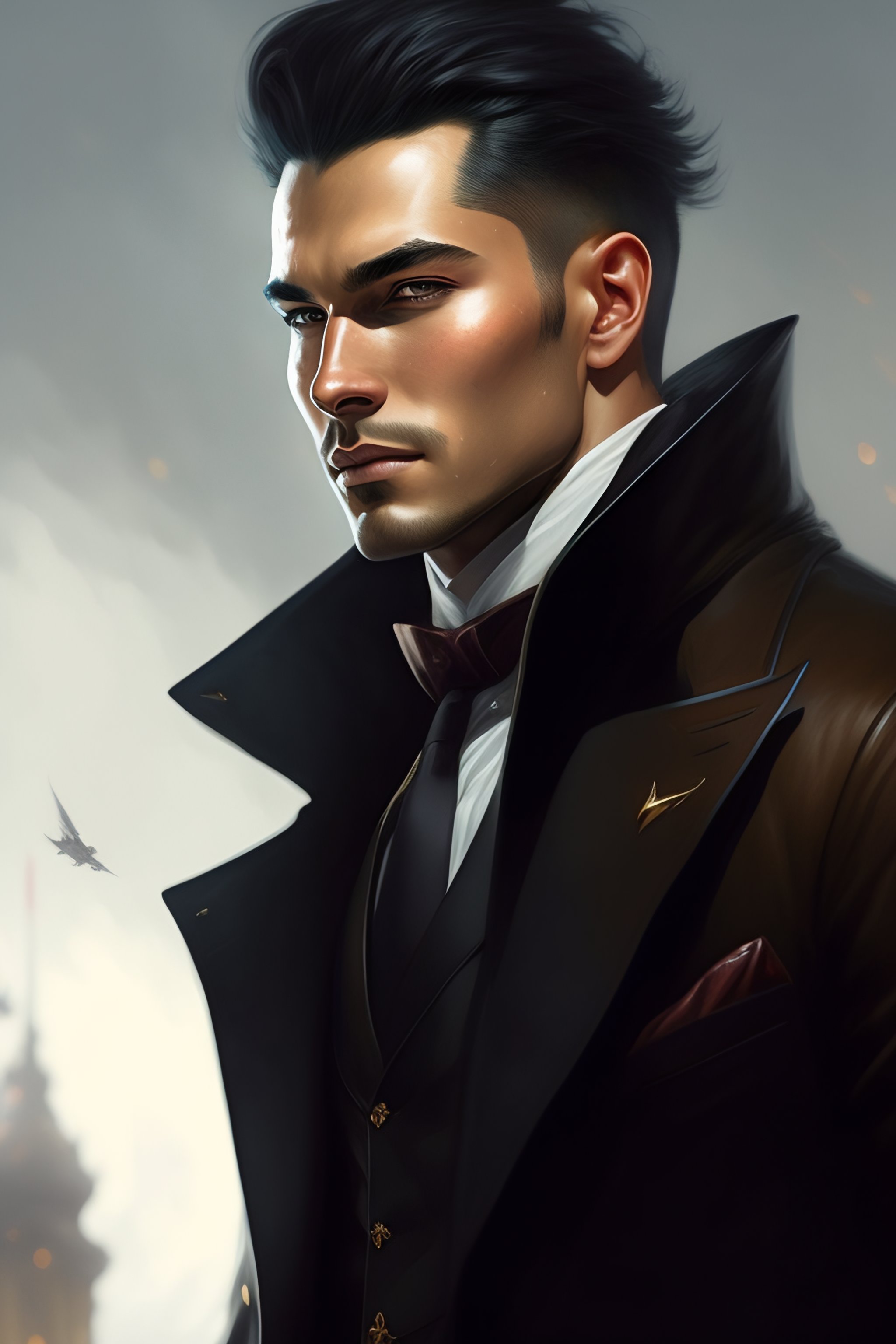 Lexica - Portrait of man 2 style, epic, tragic, Man in elegant jacket ...
