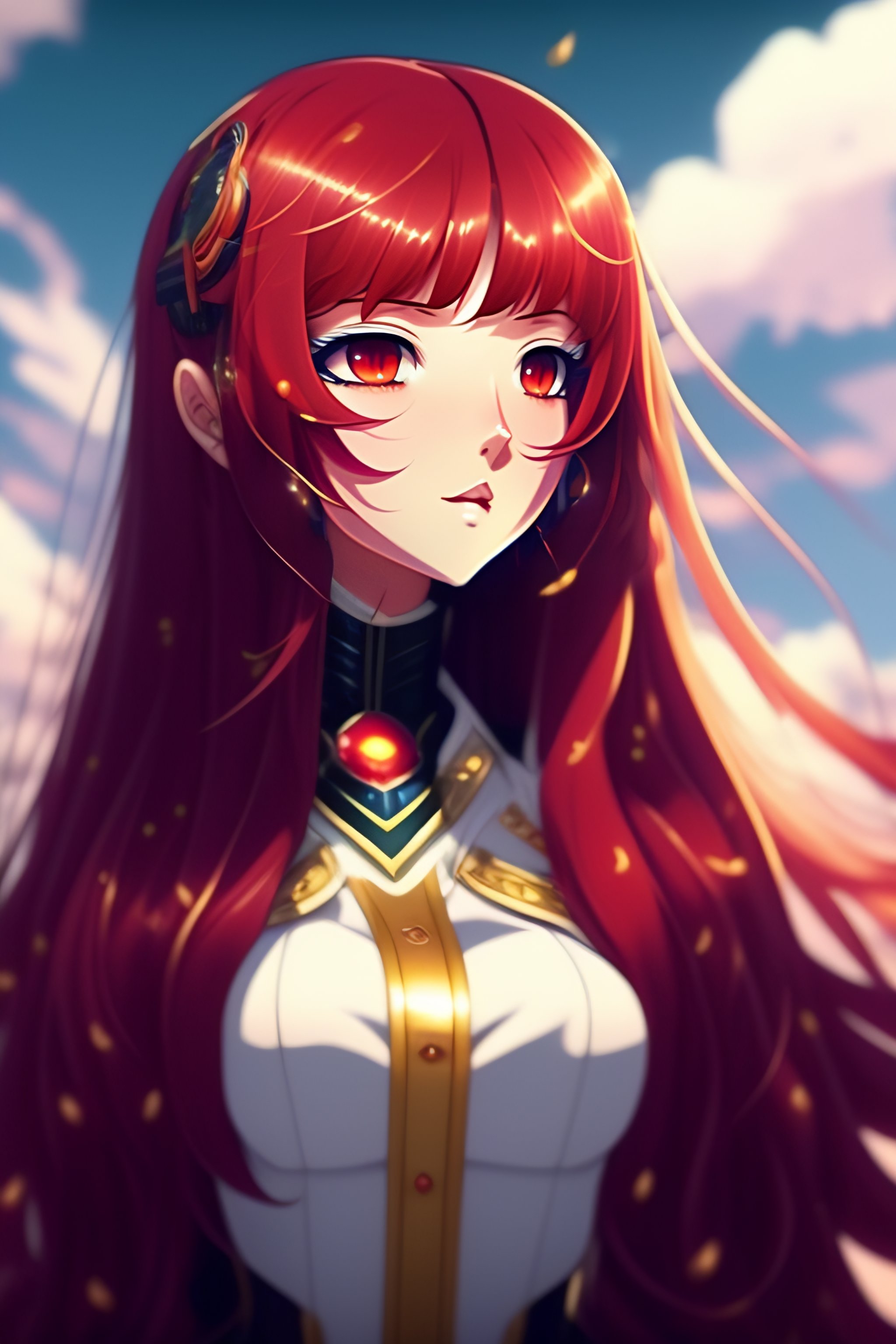 Lexica - Robot girl long hair, red hair and wings anime