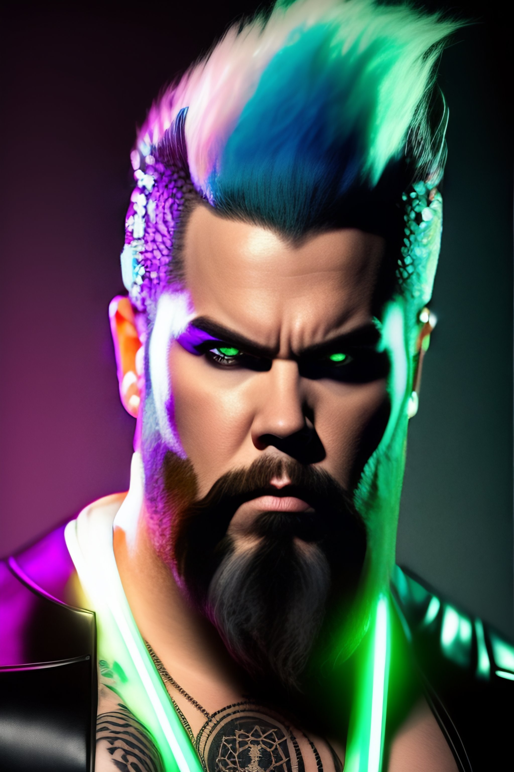 Lexica - Wayne Static with glowing tattoos on his arms