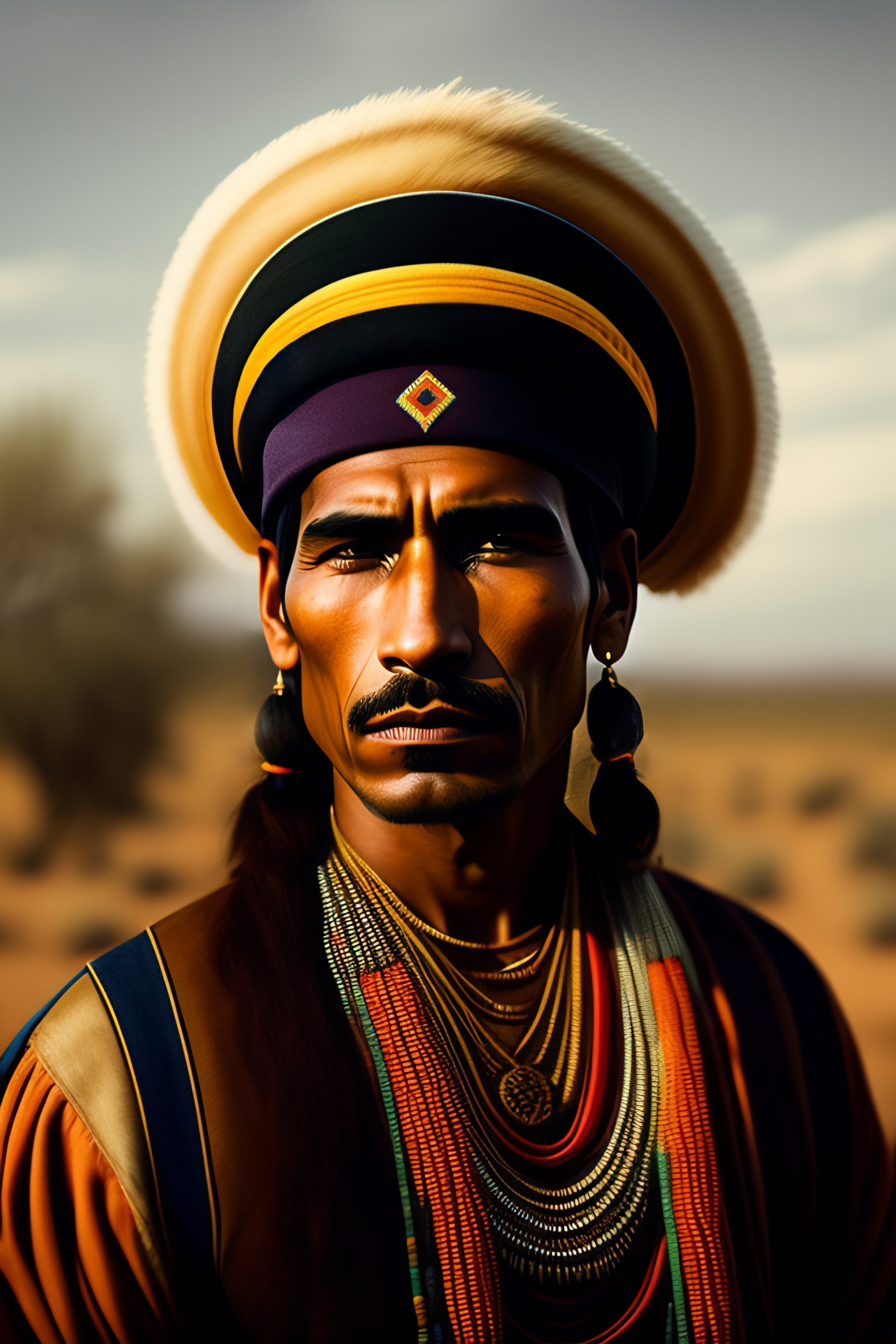 Lexica - A male portrait of an apache indigen