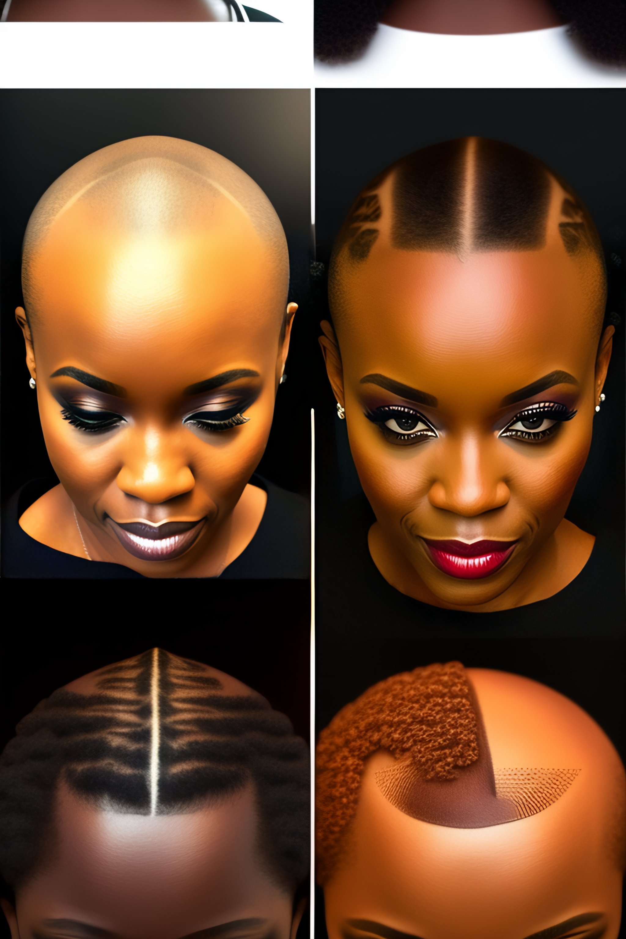 Lexica - Before and after view of a hair loss woman afro’ s remaining ...