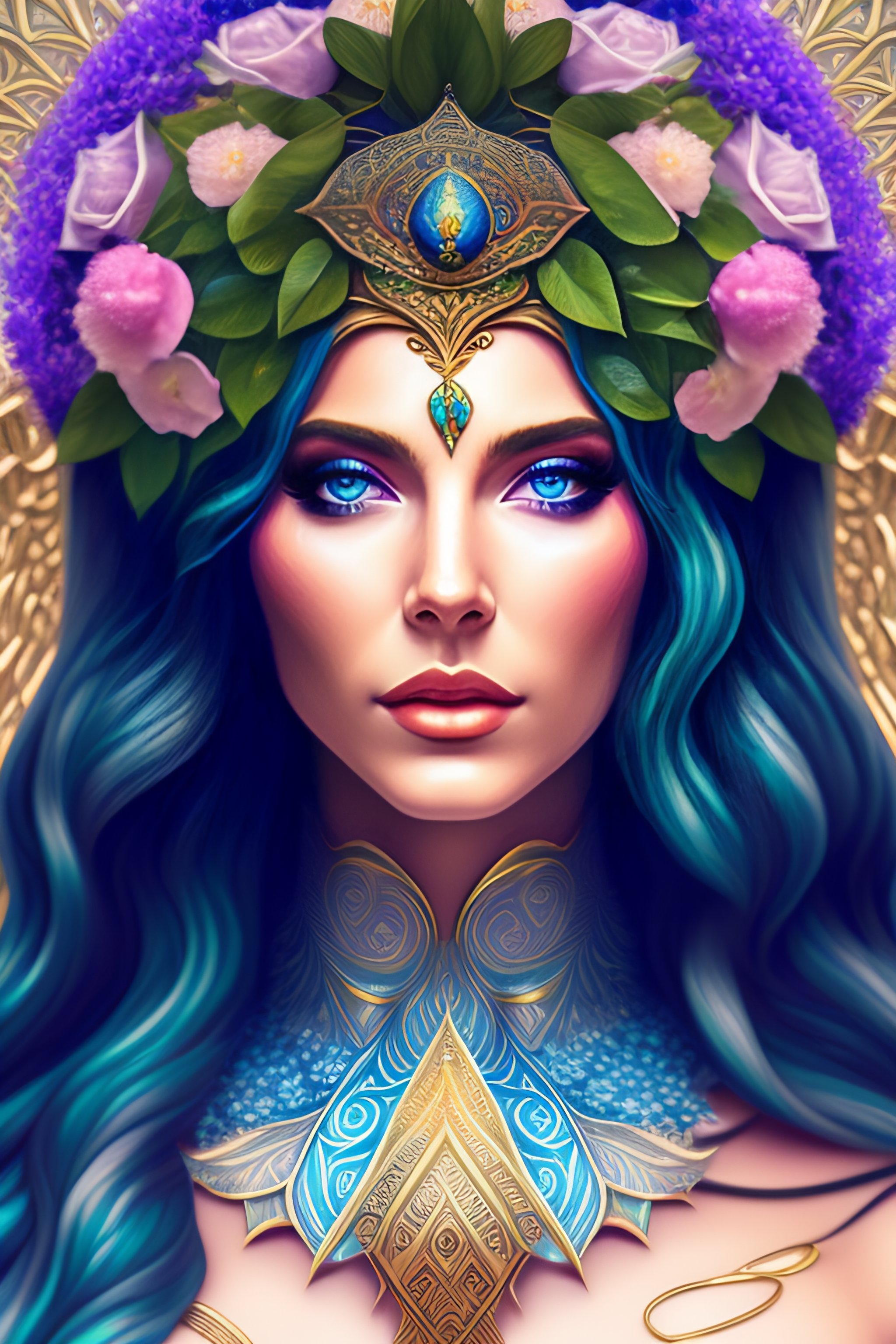 Lexica - A NeoPagan Goddess of Spring, inside her temple, in a style ...