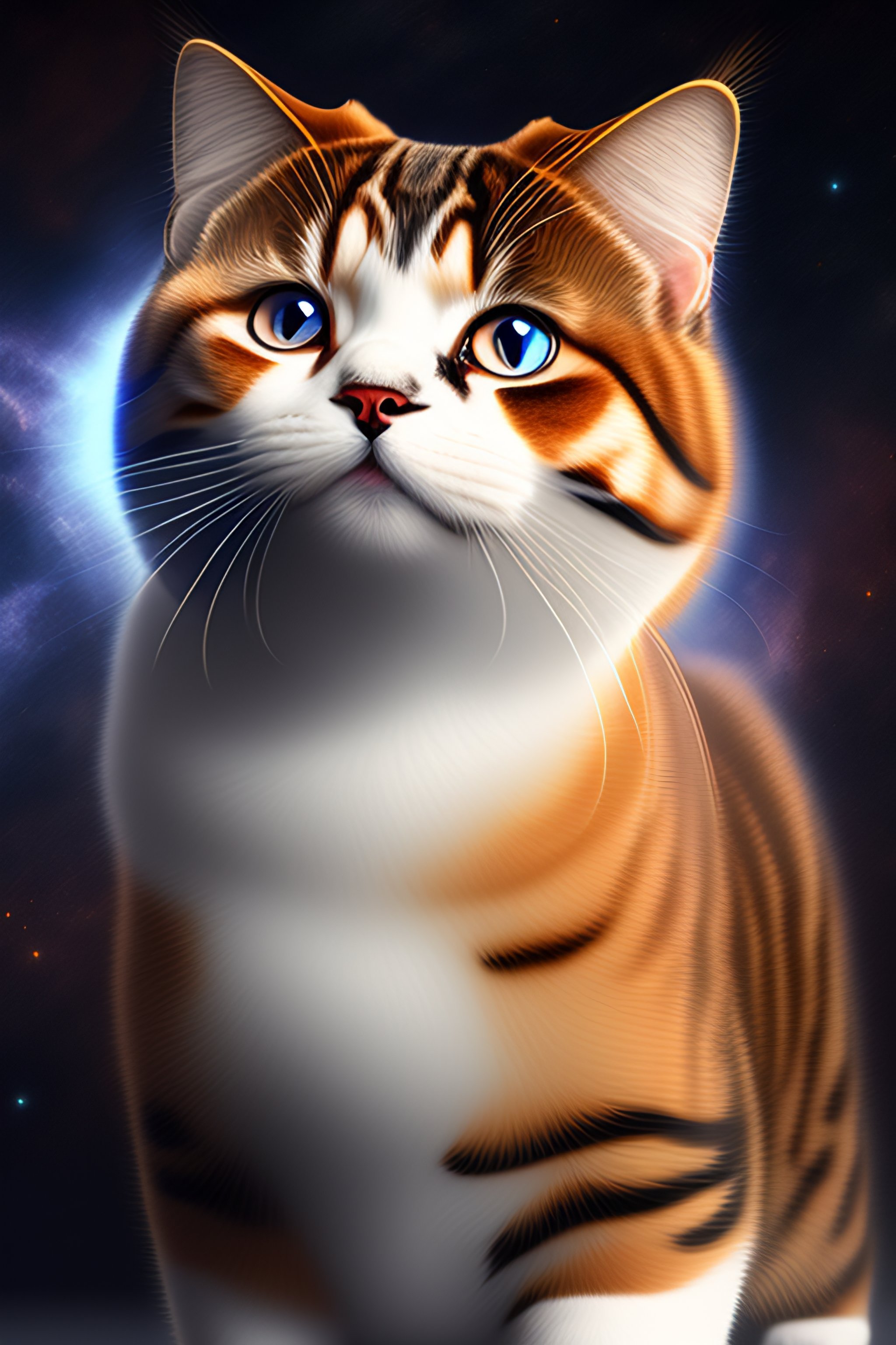 Lexica - Scottish fold cat sith,with light sable, space, hyperrealistic