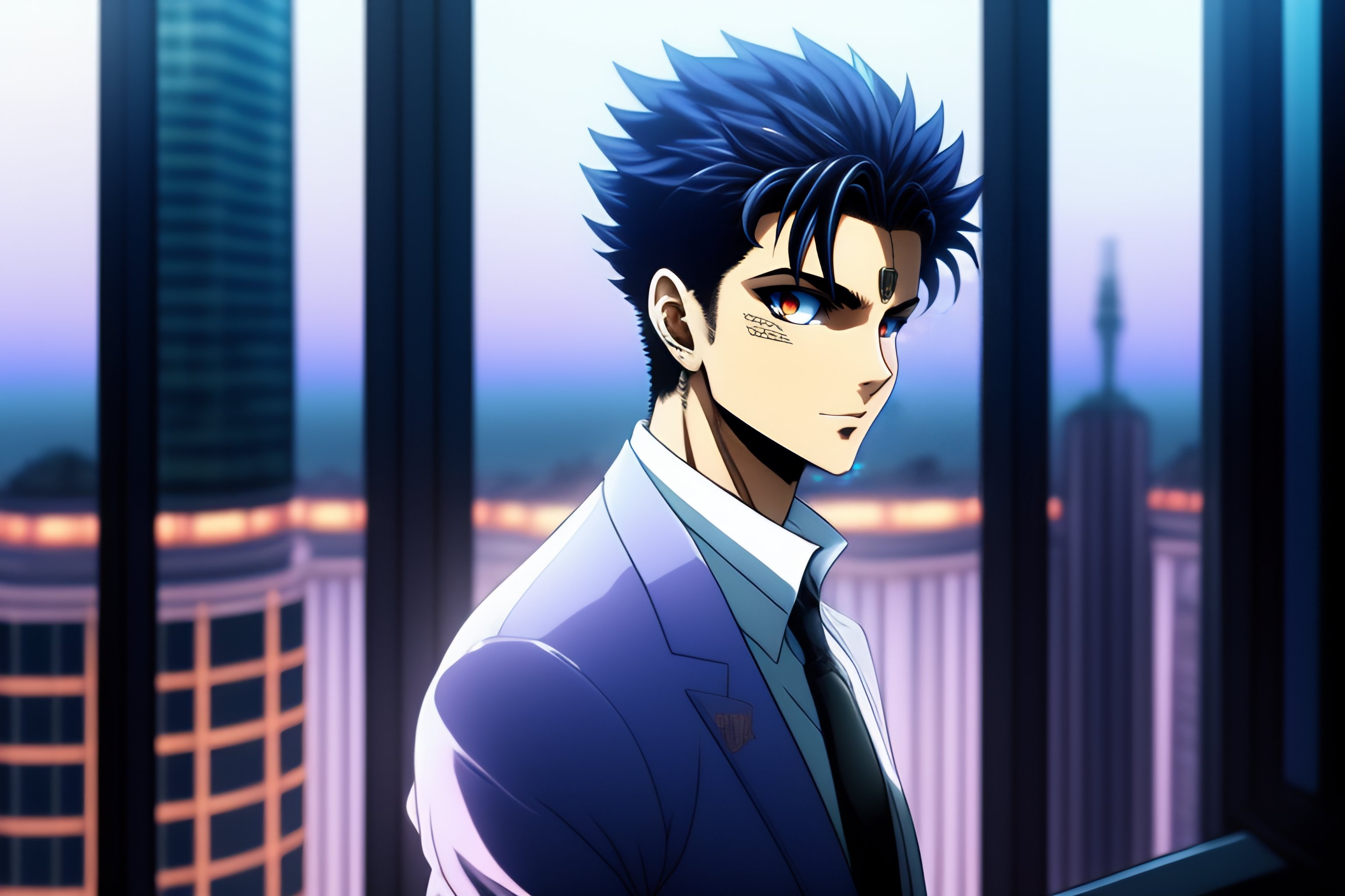 Lexica - Illustration of Chrollo from Hunter x Hunter in a skyscraper ...