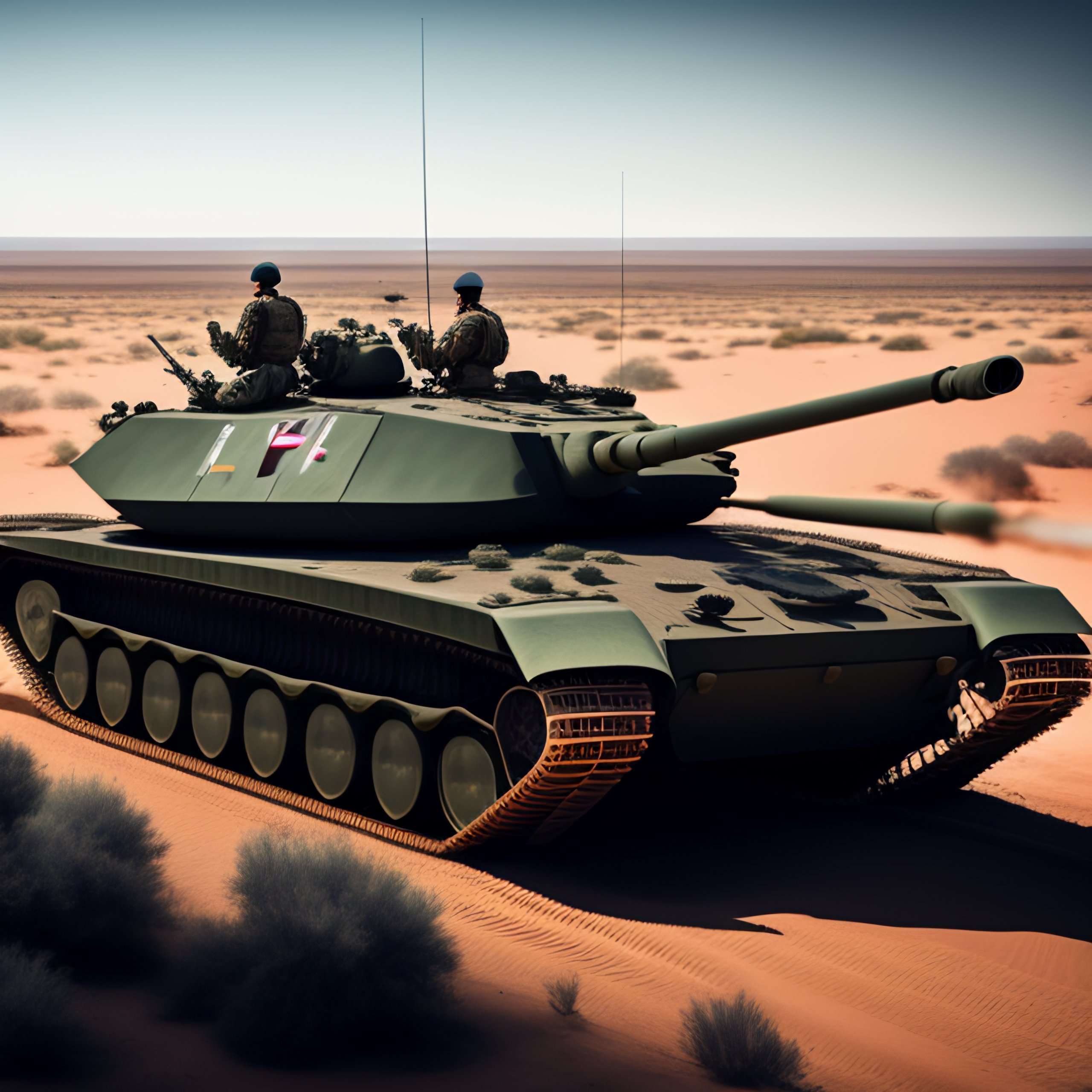 Lexica - One soldier looking at multiple enemy tanks