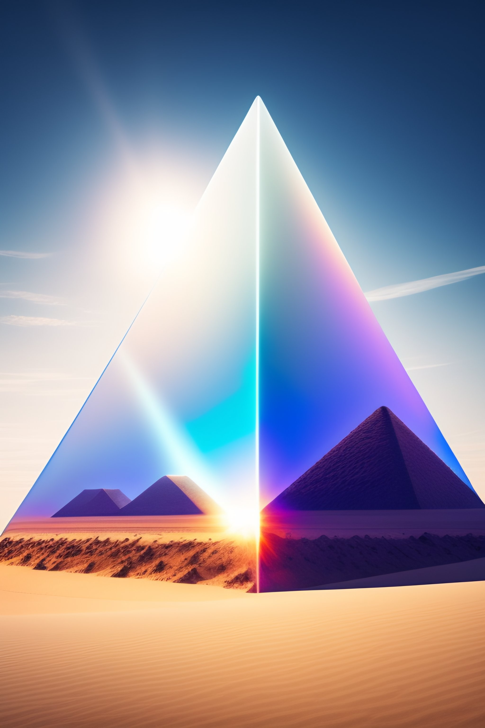 Lexica - A light prism shining through glass pyramid, in an infinite ...