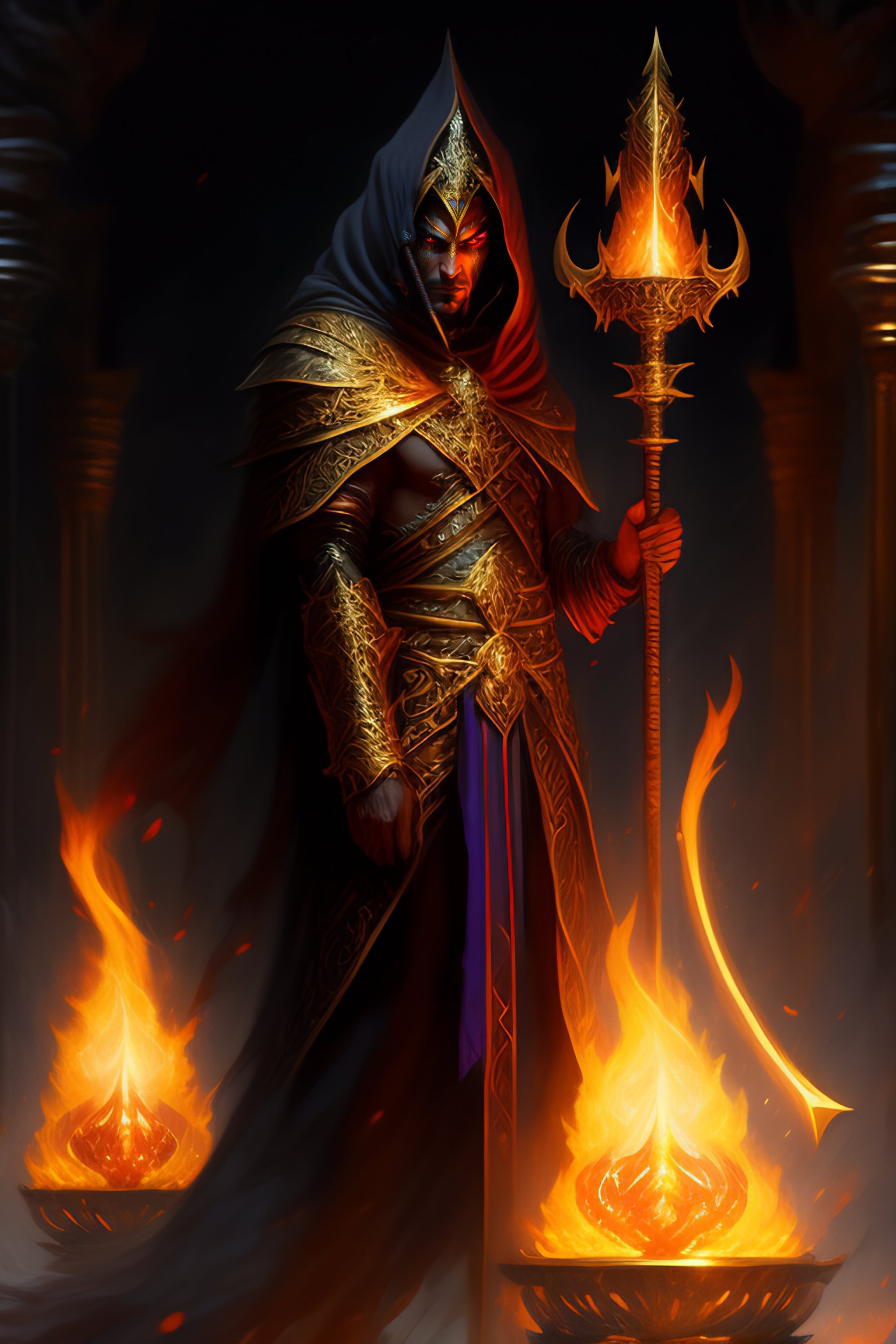 Lexica - Scene of a back view of an evil dark elf mage wearing a hooded ...