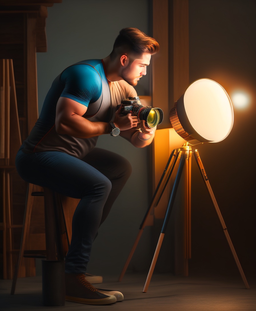 Lexica - Man working on a studio with light setup and camera, realastic ...