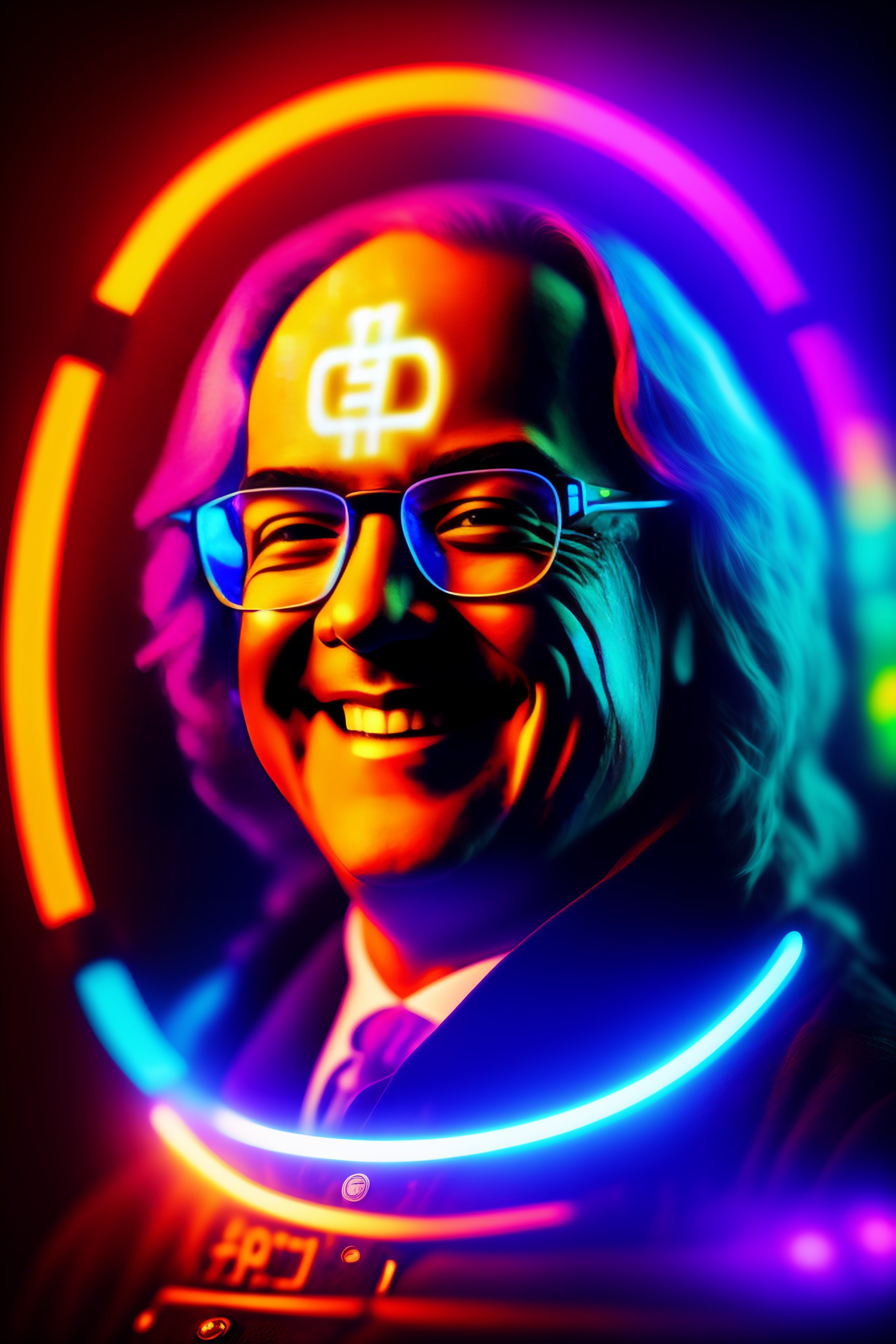 Lexica - Picture of smiling Benjamin Franklin as crypto traider, Imax ...