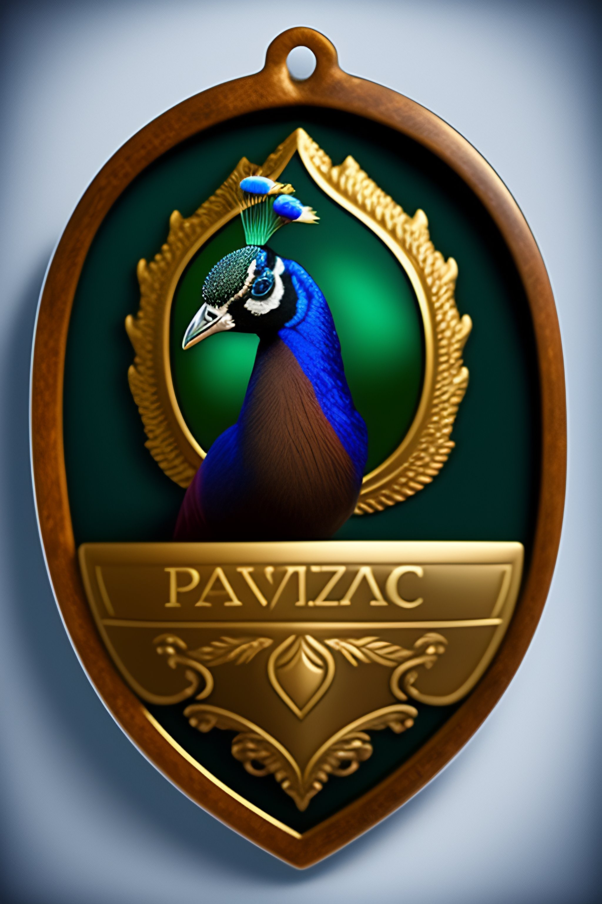 Lexica - Cartoon peacock team shield style