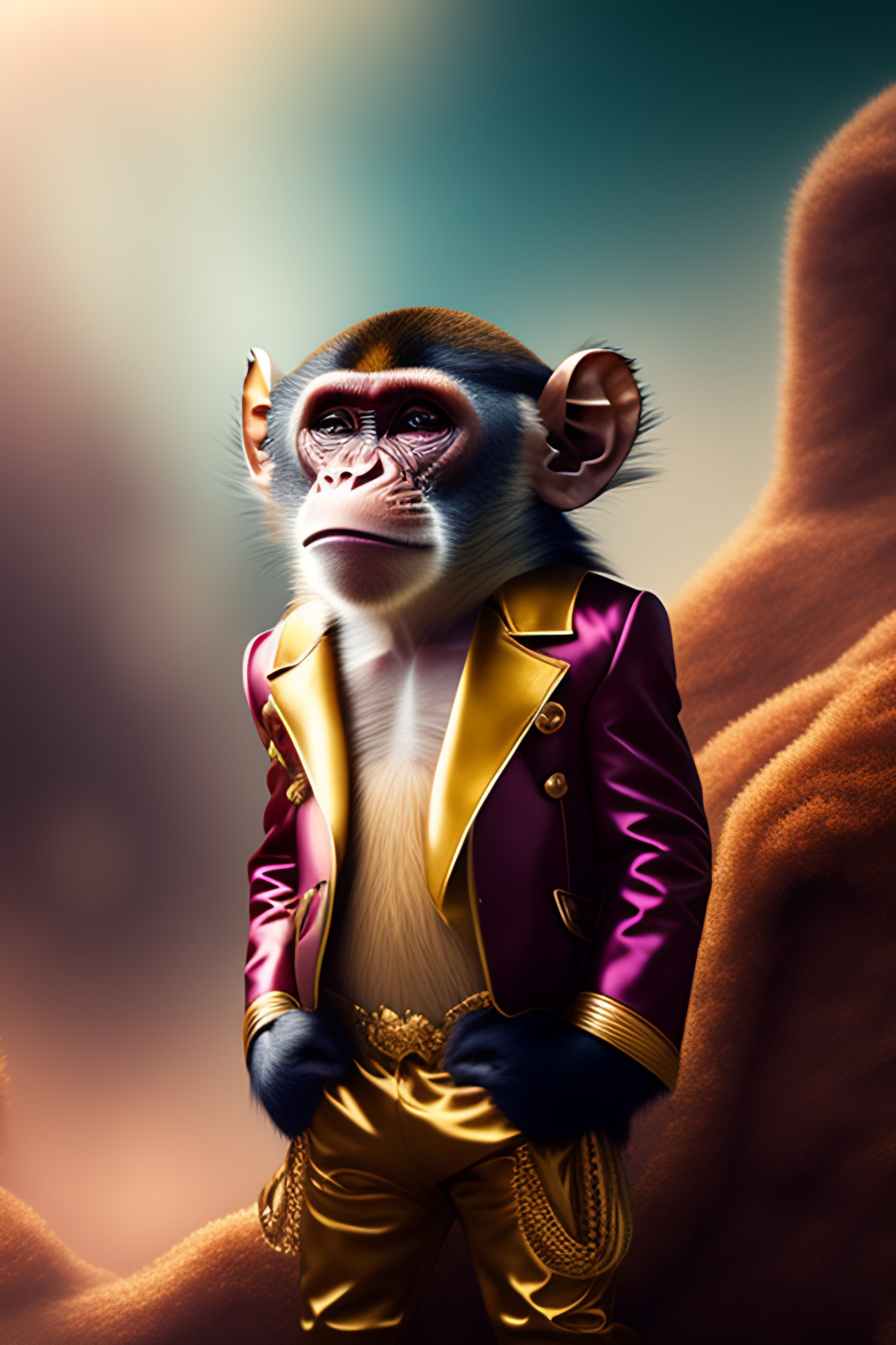 Lexica - Super rich monkey wearing expensive clothes