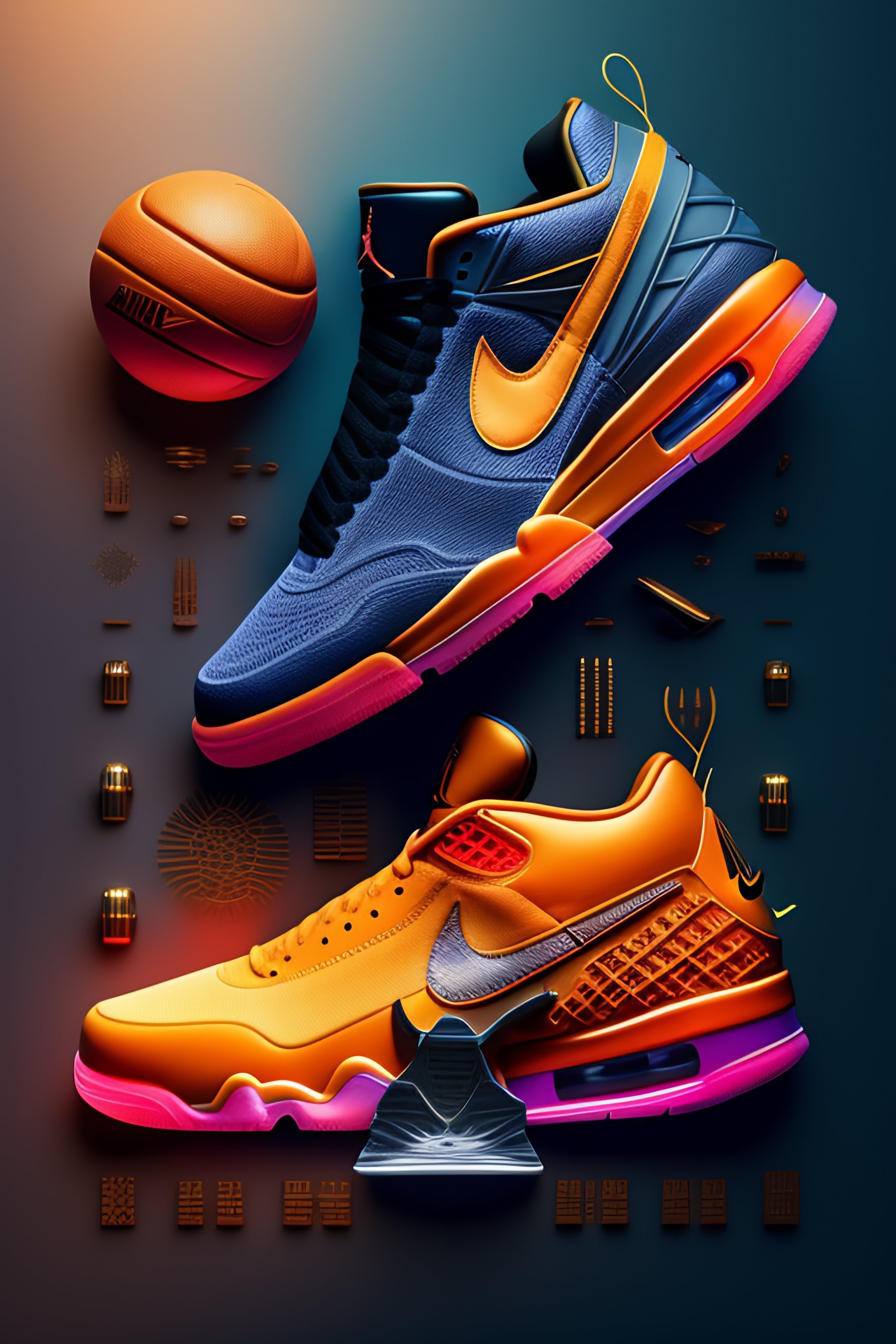 Lexica - Surrealism double exposure, Nike Air Jordan, Knolling, parts ...