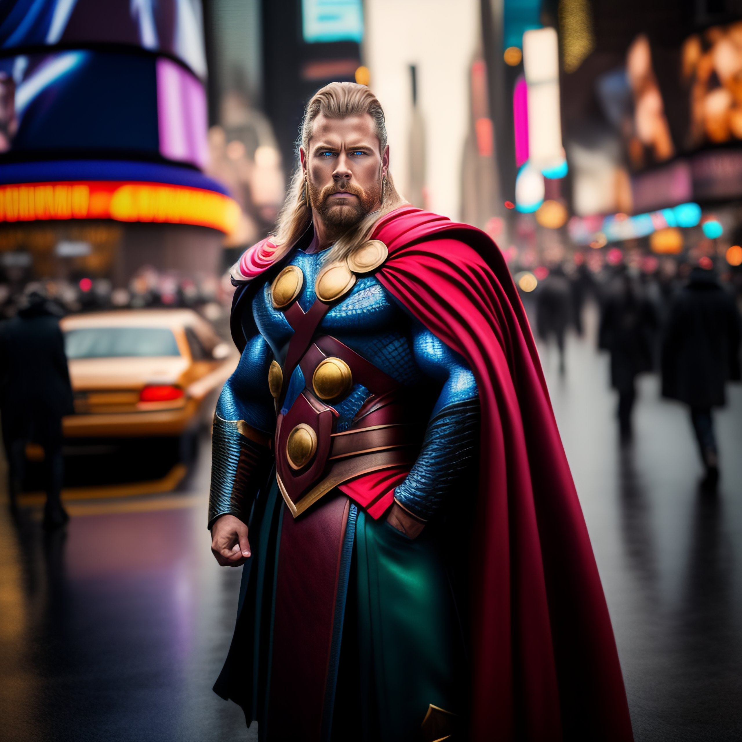 Lexica - Thor god of thunder on times square, casual clothing, today's ...