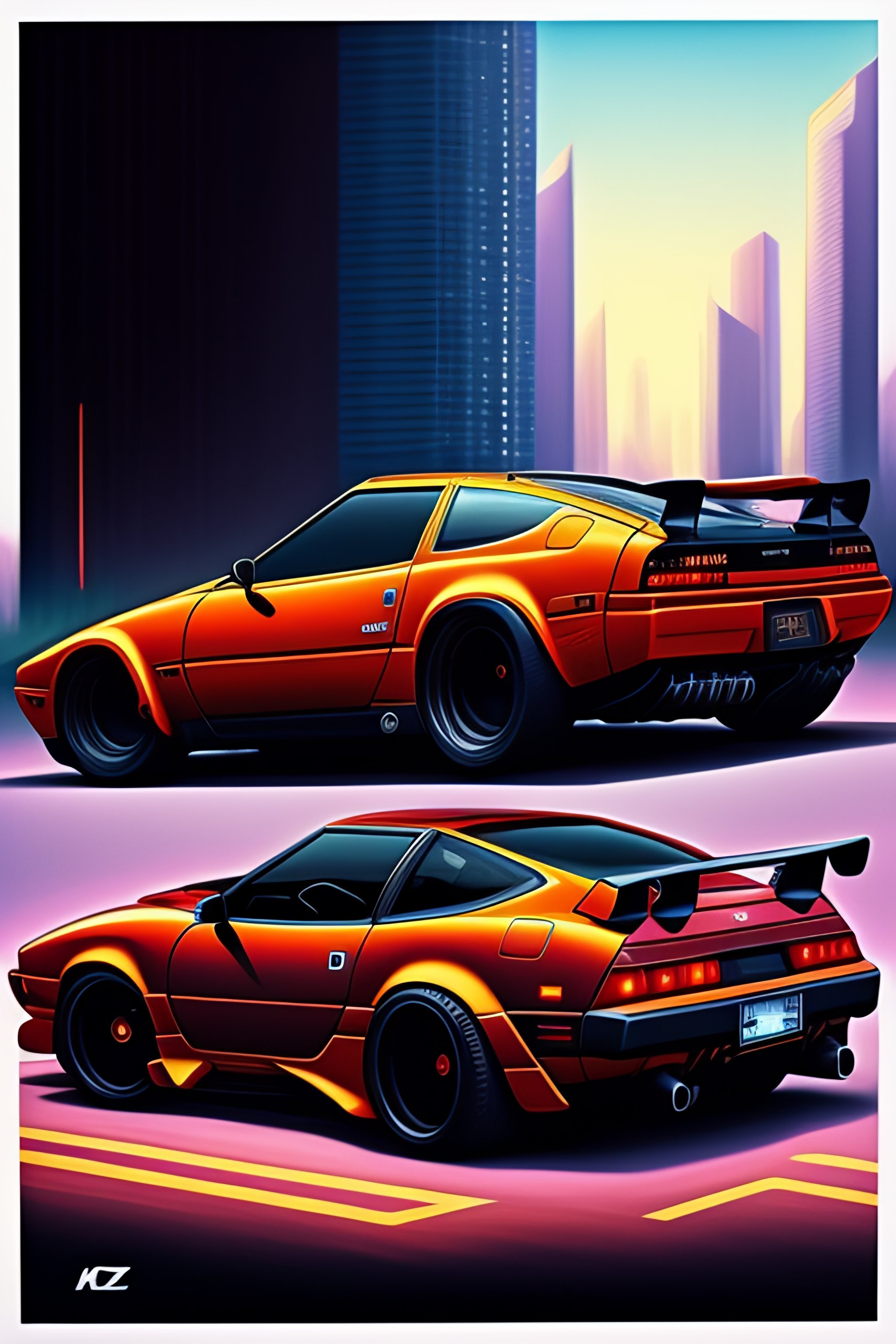 Lexica - Car, nissan, 300zx z32, cyberpunk, city