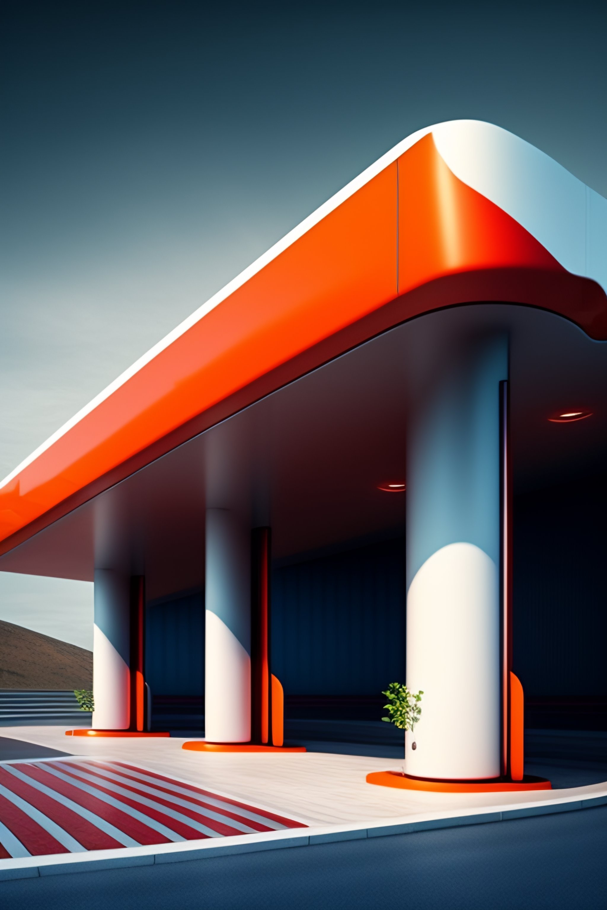 Lexica - Futuristic service station renewable low carbon fuels white ...