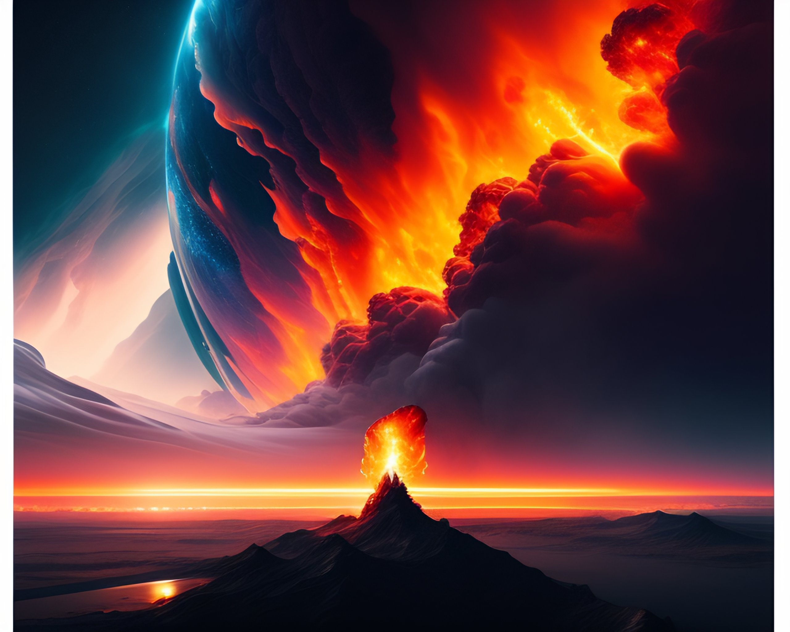 Lexica - View of planet earth 🌏 on fire from outerspace, scenic ...