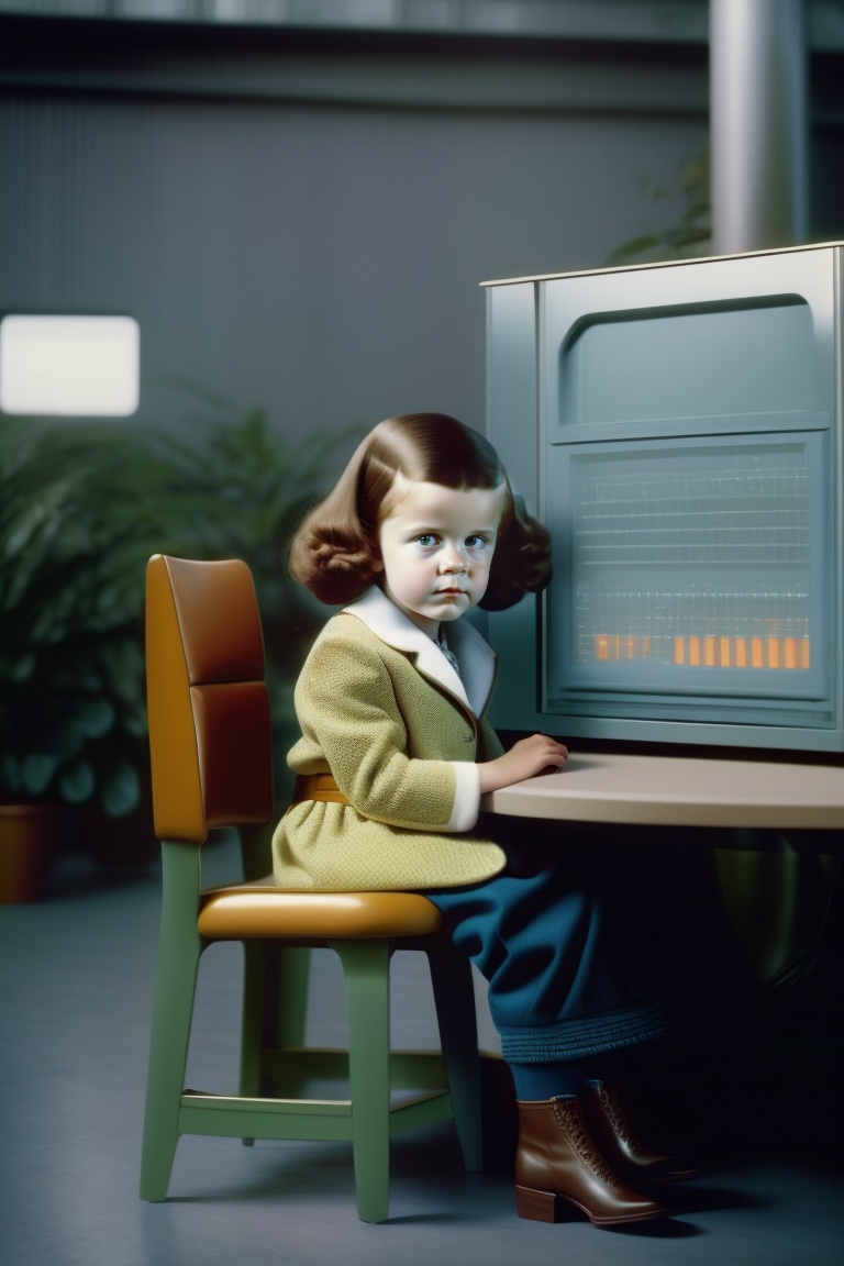 Lexica - A Soviet girl sitting in a chair in front of a soviet computer ...