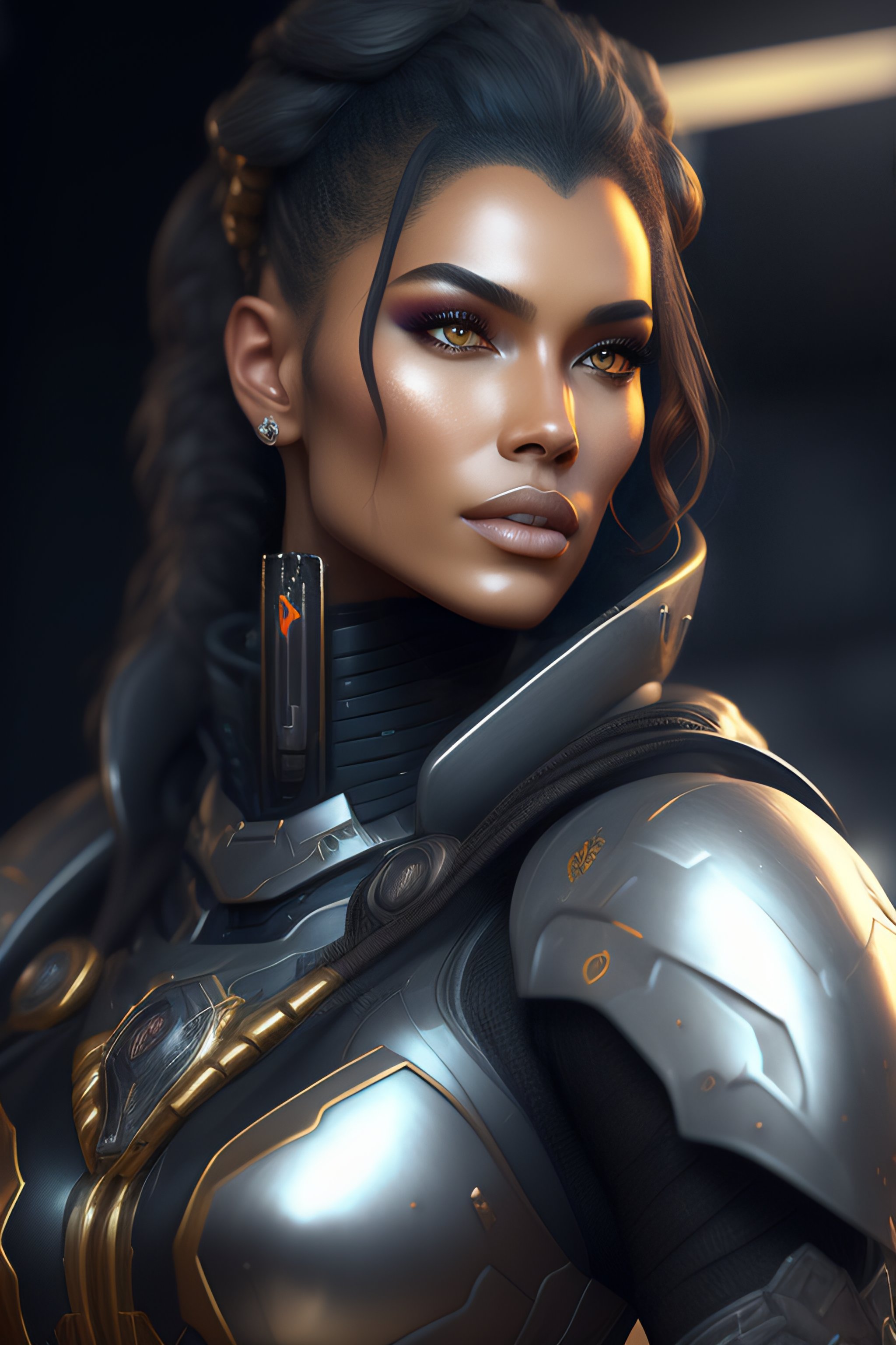 Lexica - Portrait painting of a cybernetic grey werewolf with power ...