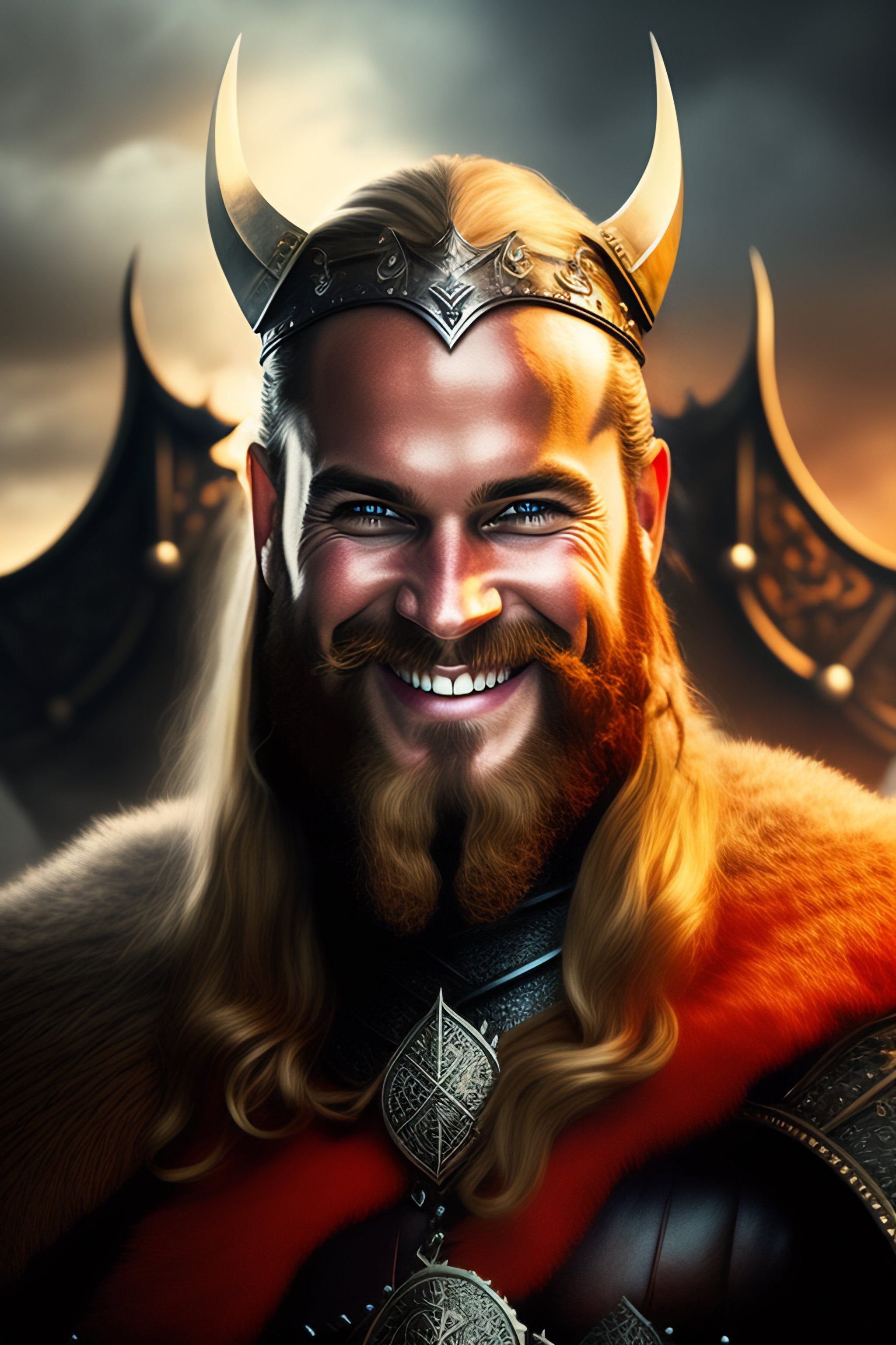 Lexica - Portrait of viking, evil, smile, blood