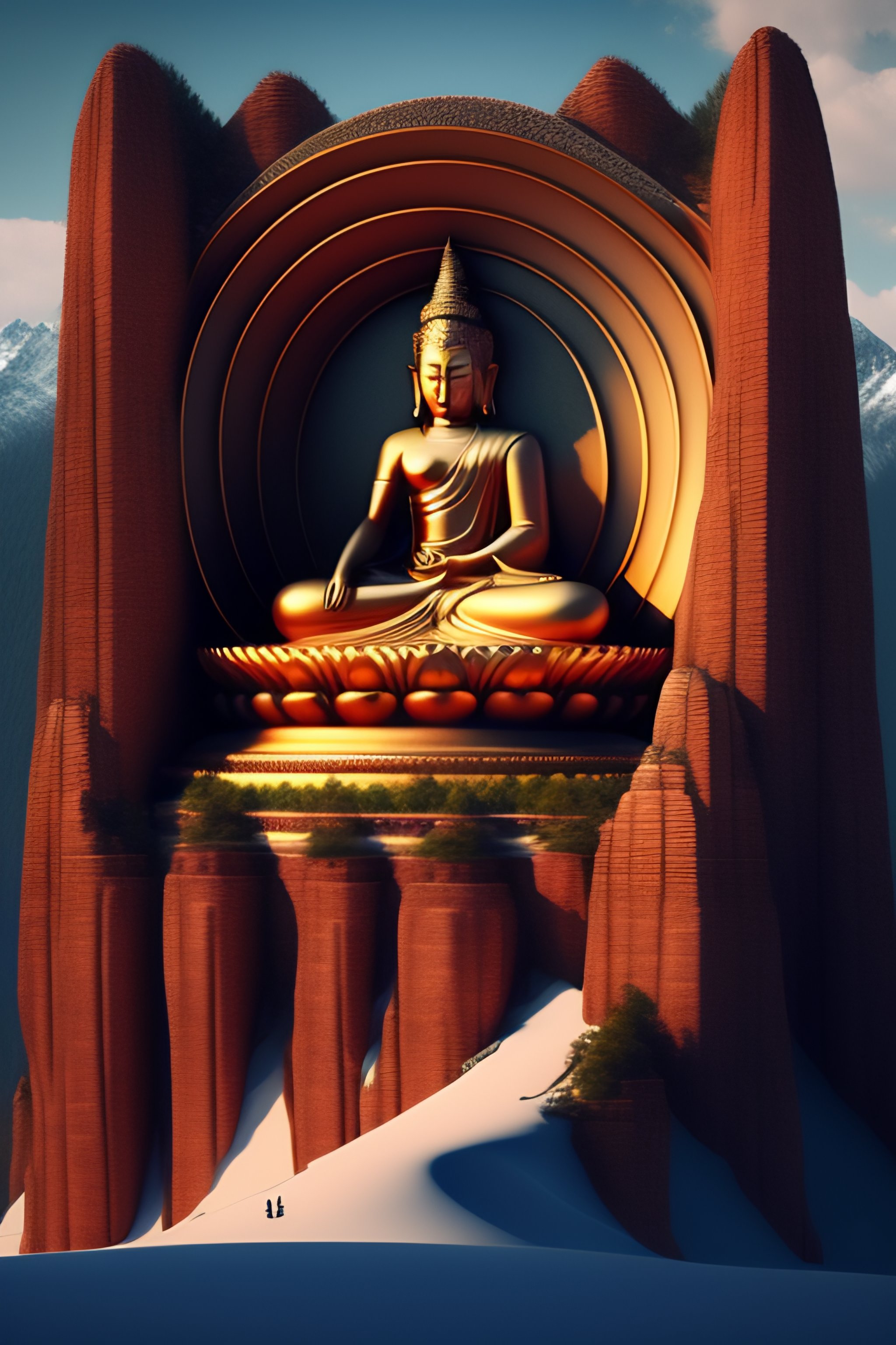 Lexica - Epic Buddha relief on an epic mountain, 8k, cinematic