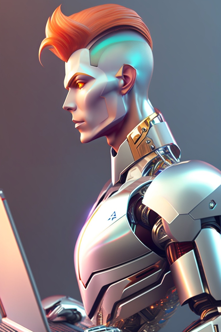Lexica - David bowie Cyborg robot with computer, a character side ...