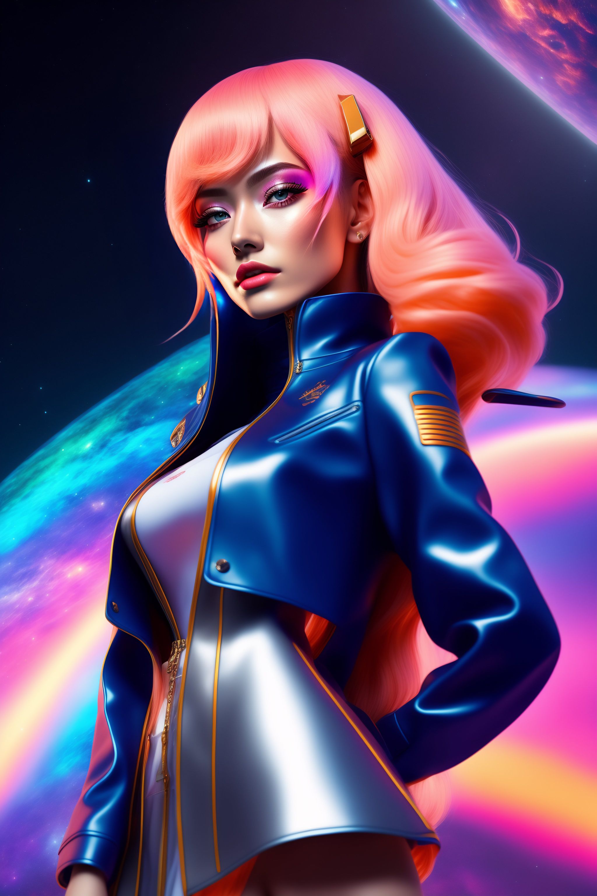Lexica - Anime girl walking in space, super novas colourful, highly ...
