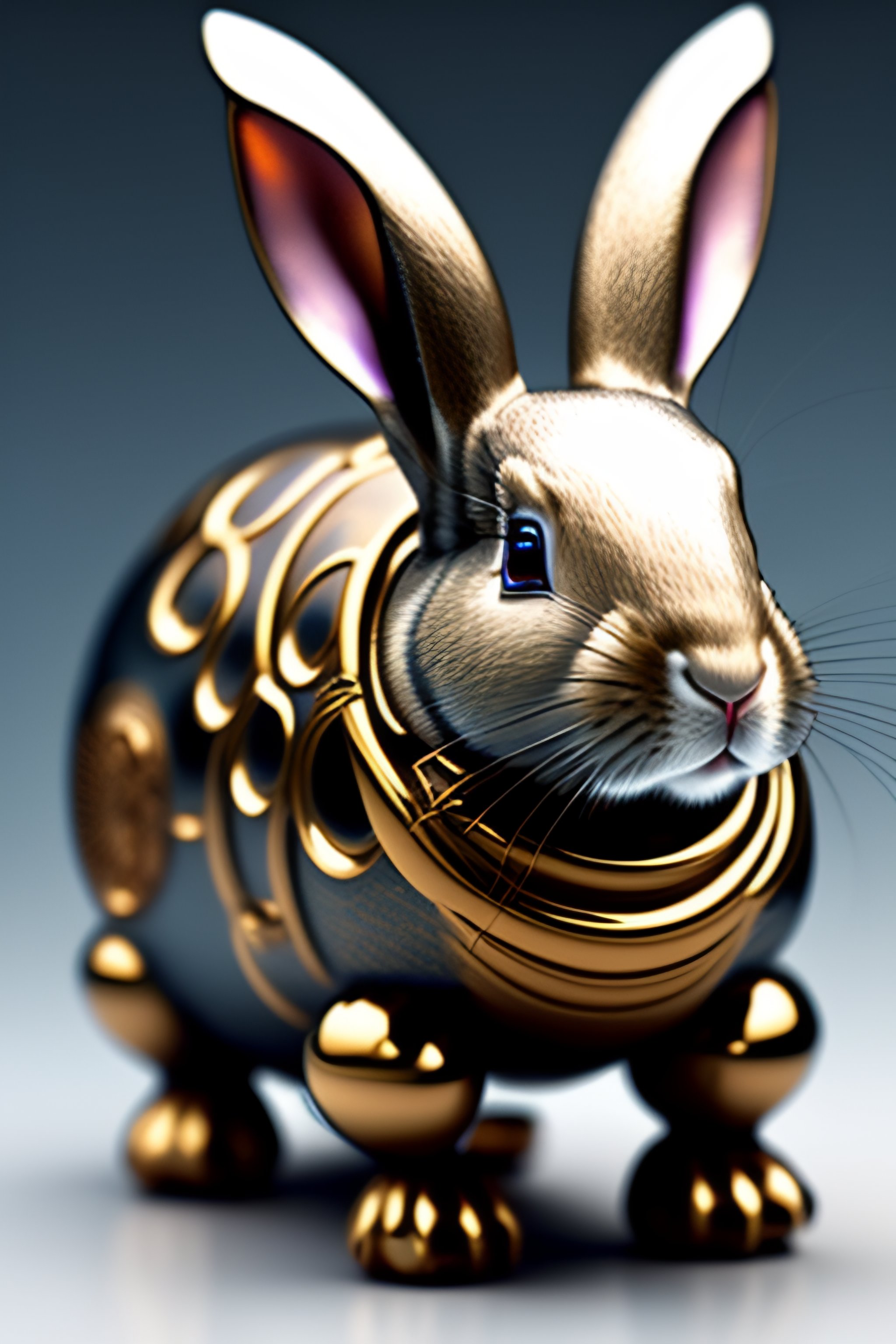 Lexica - Cyborg rabbit futuristic mechanical metal shiny