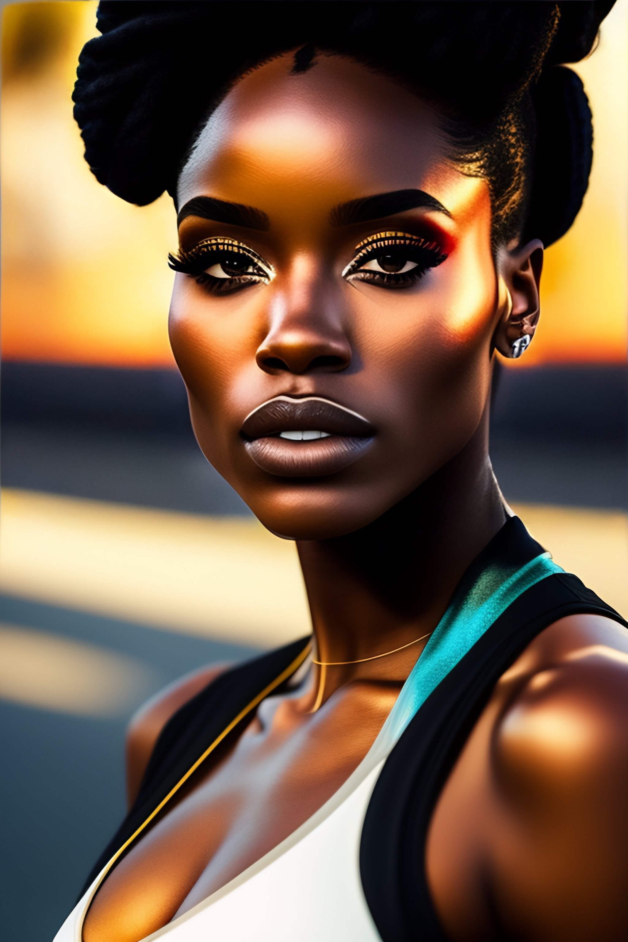 Lexica - Black female model in the streets of los angeles on skates ...
