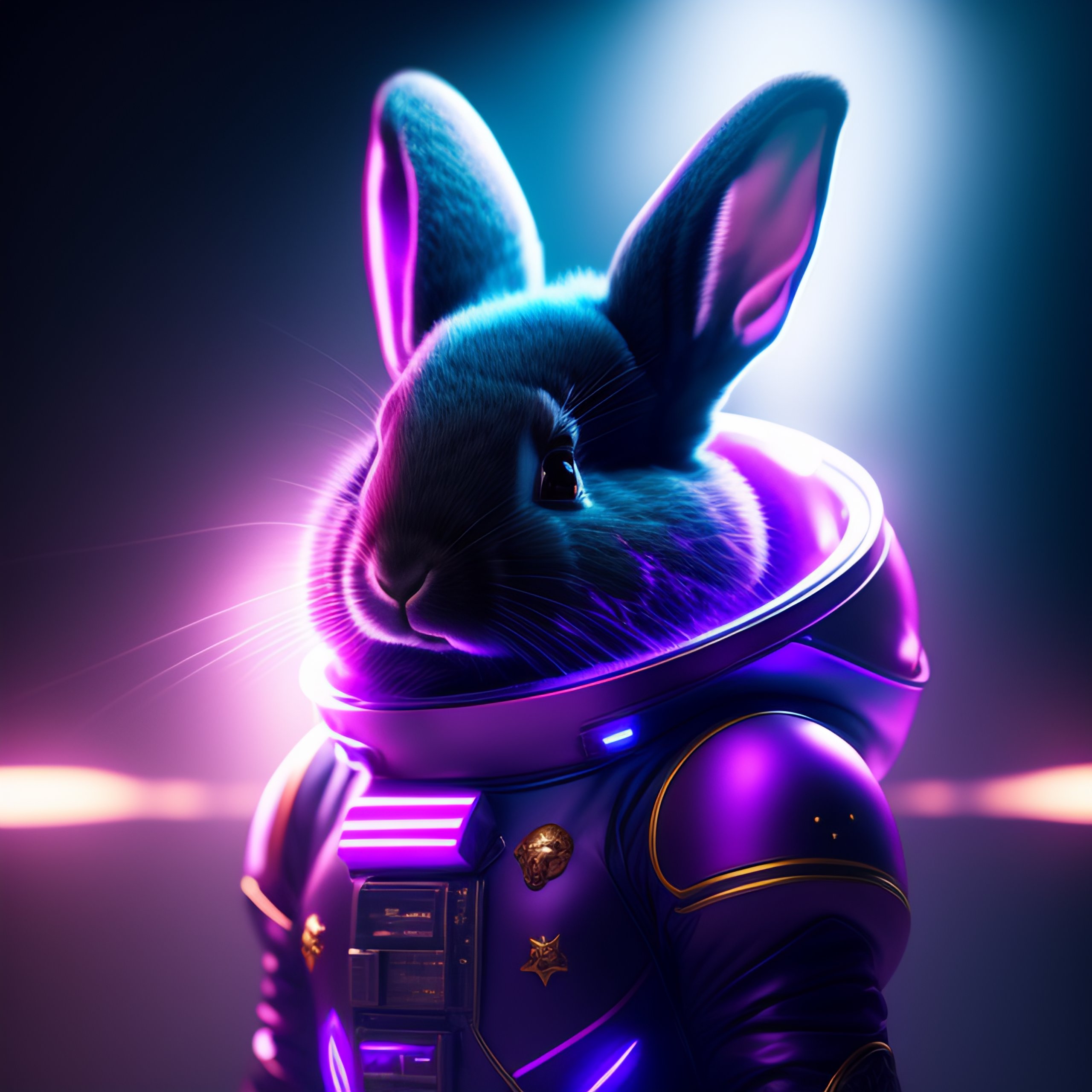 Lexica - A dark purple head Bunny in space suits, surrealism, retro ...