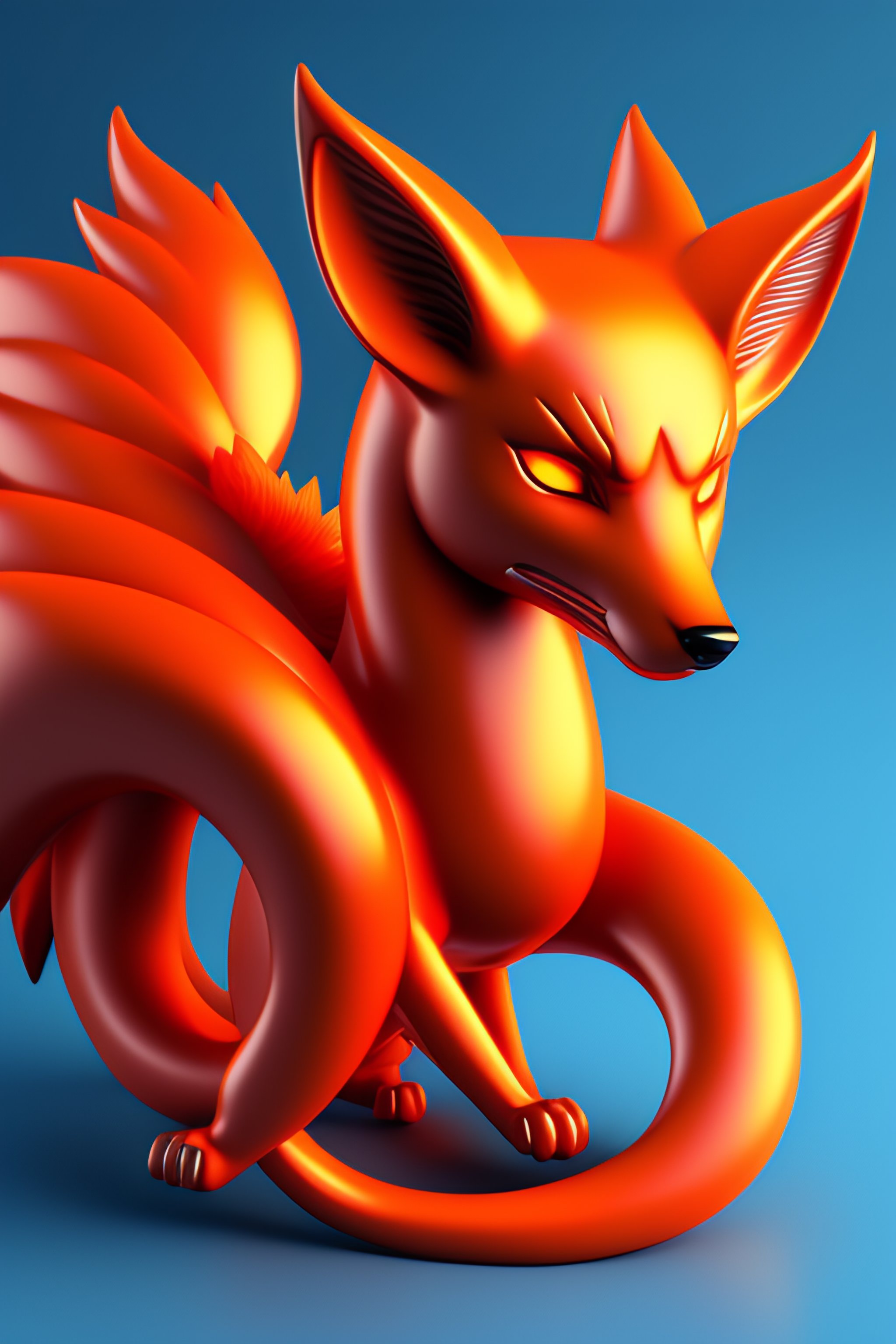 Lexica - 3d illustration of nine-tailed fox from naruto anime