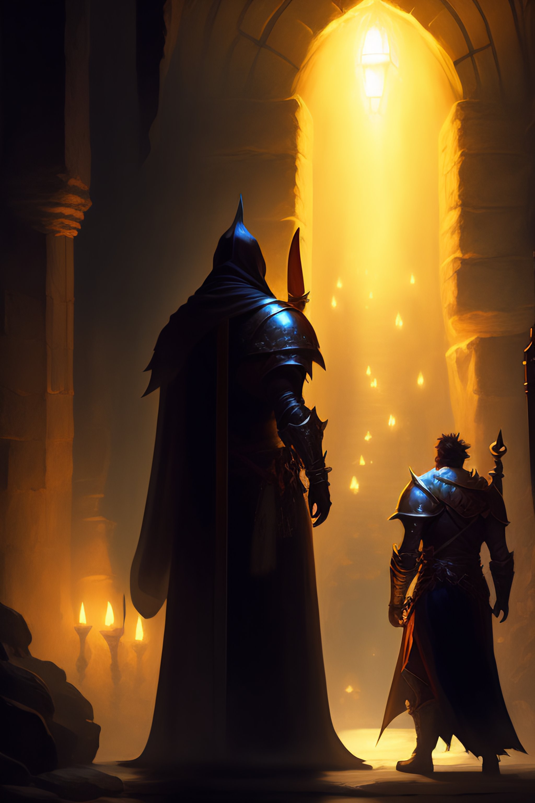 Lexica - A concept art of jail in a catacomb. a paladin knight lies ...