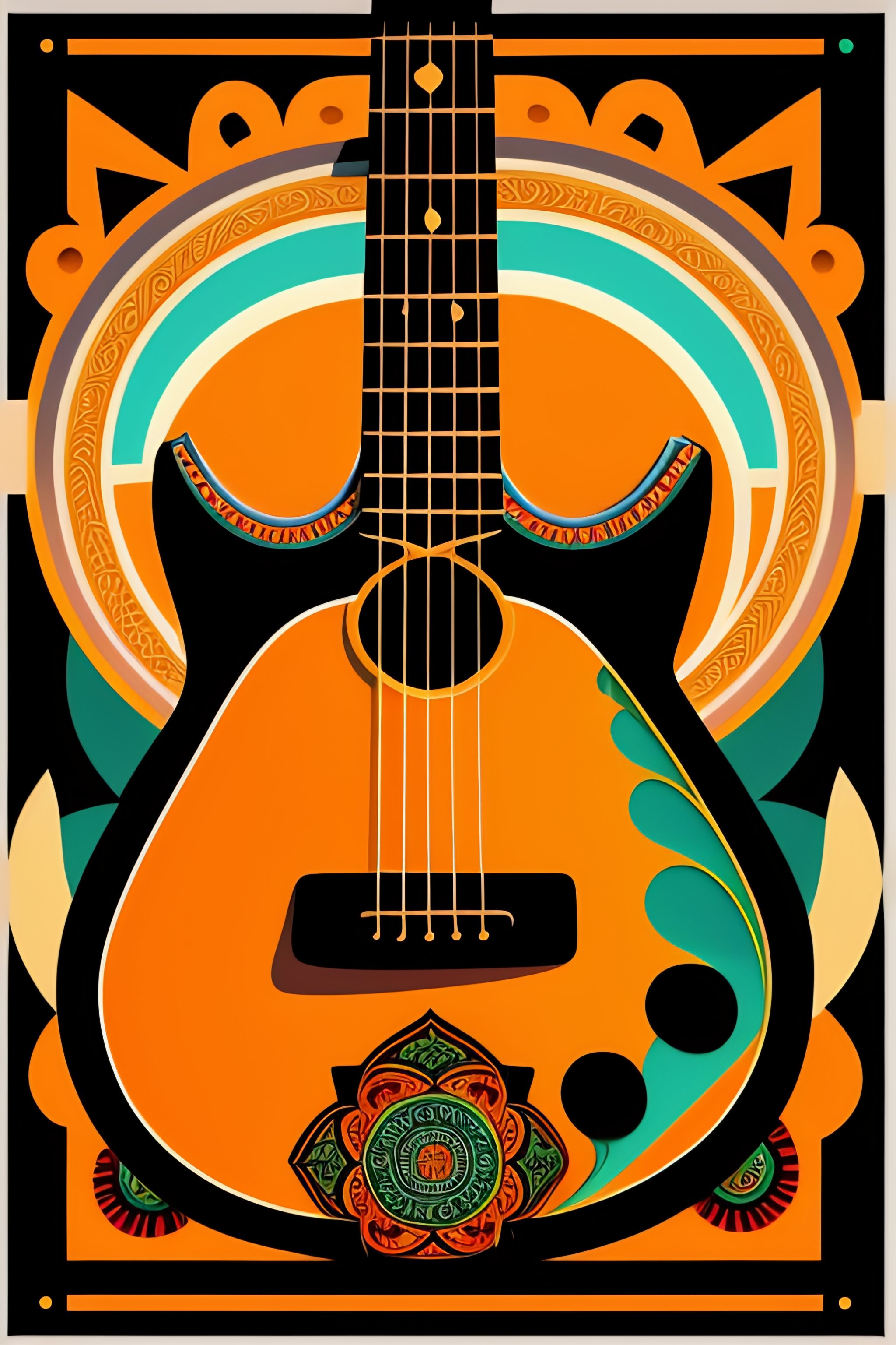 Lexica - Vector flat Flyer, Flyer flat vector 2D image of a guitar ...