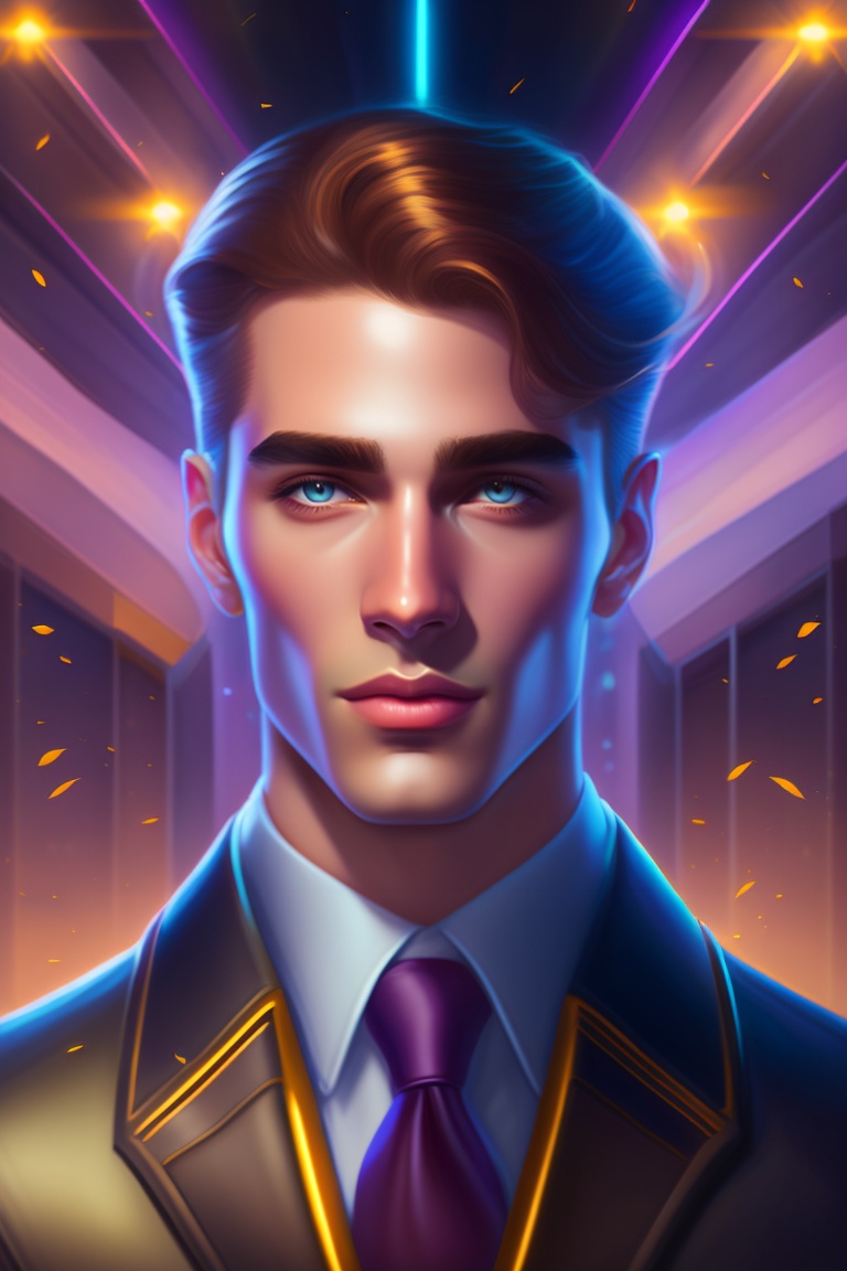 Lexica - Symmetry portrait of young businessman, glam, fae, fireflies ...