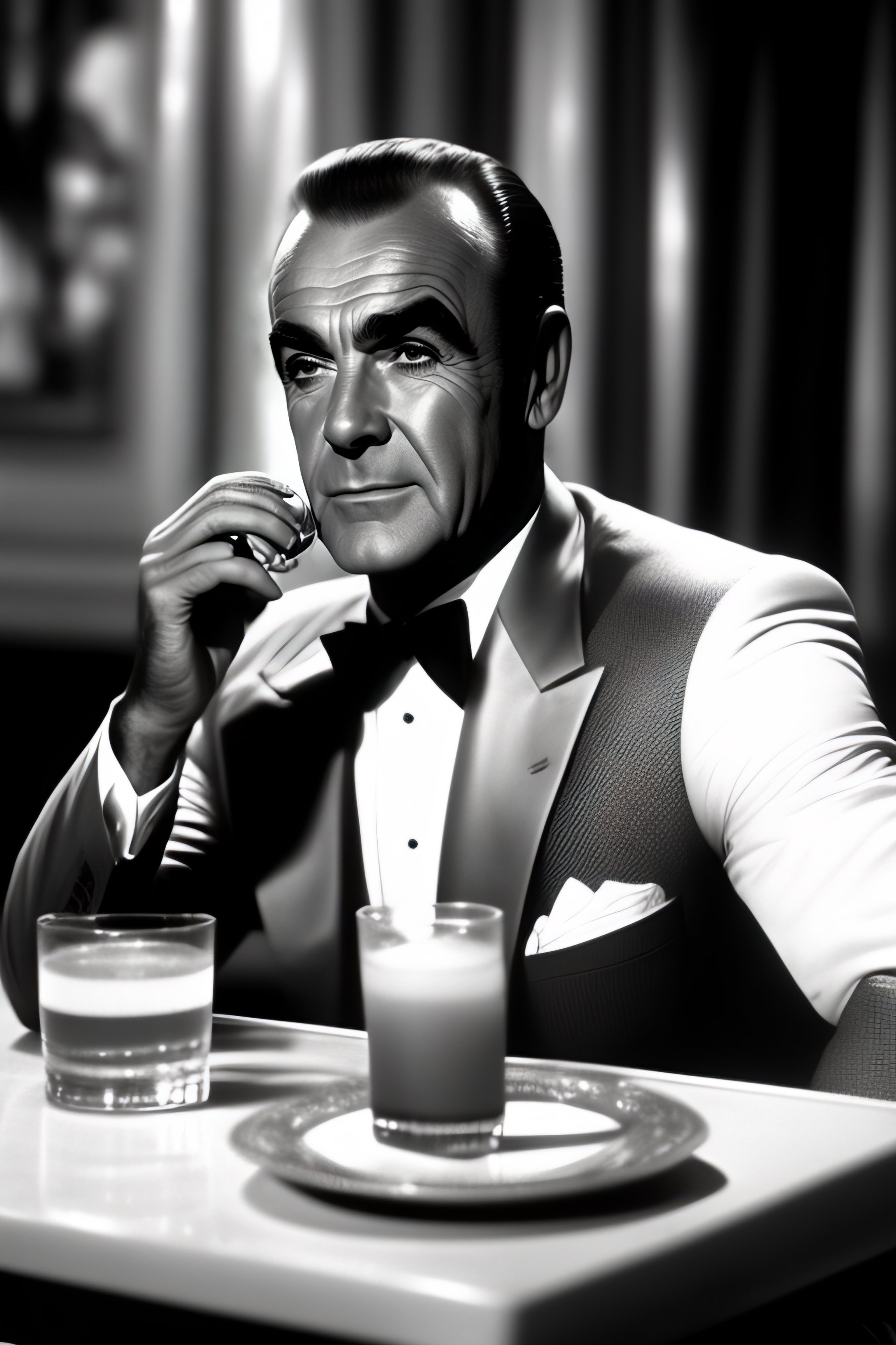 Lexica - Sean Connery having a martini at rick’s cafe in Casablanca ...