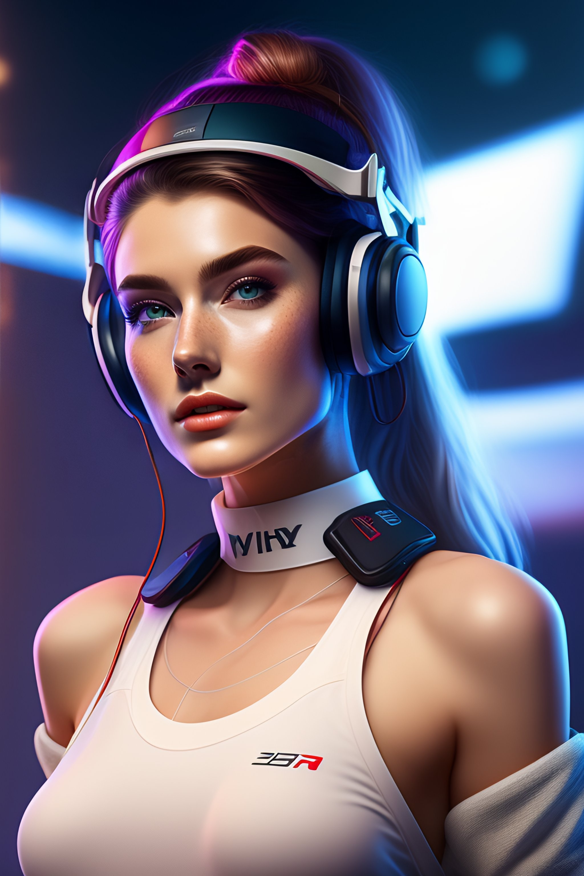 Lexica - Key visual of a pretty gamer woman, on white background room ...