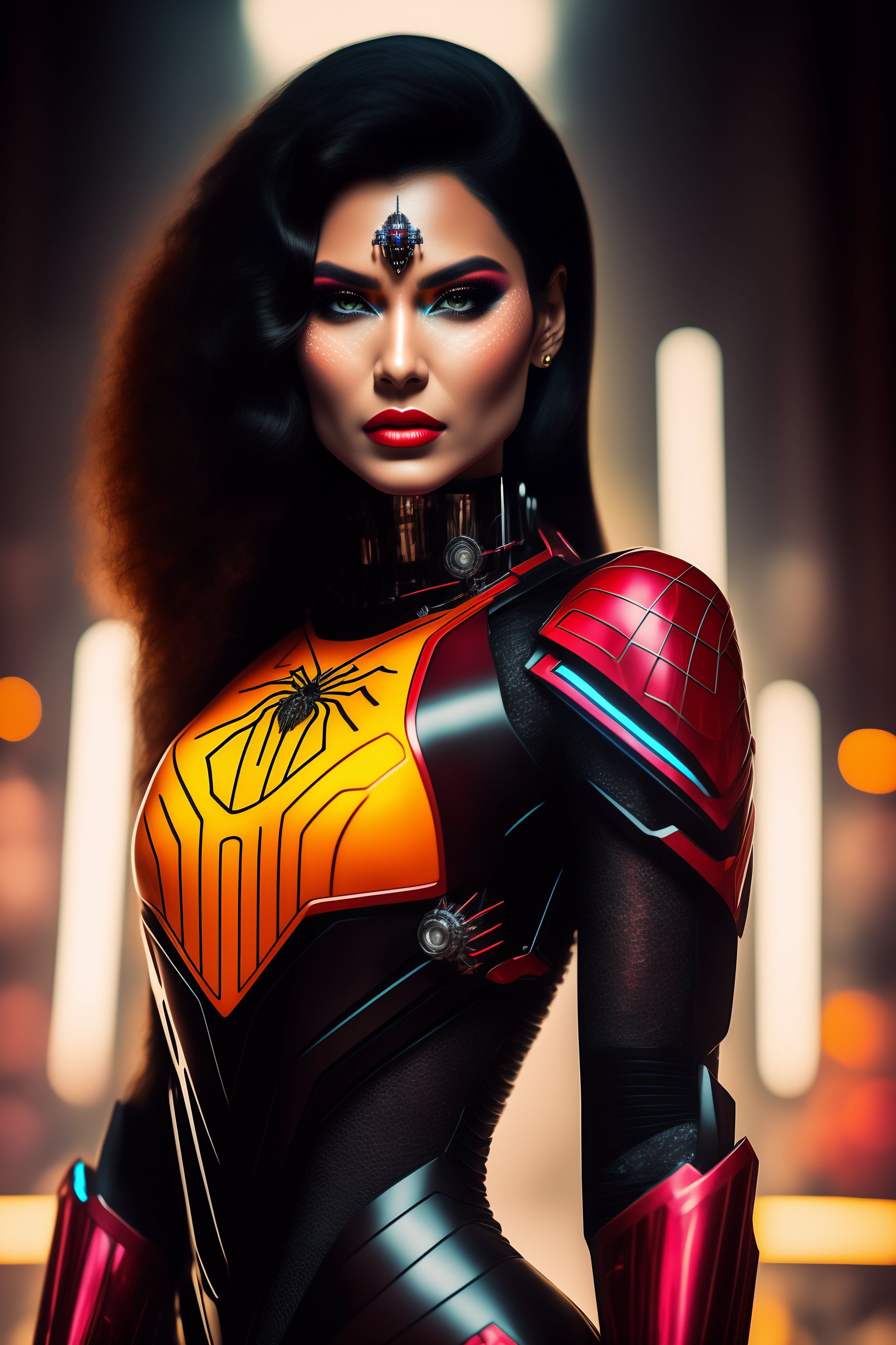Lexica - Portrait of spiderwoman as a robot, cyberpunk machine, machine ...
