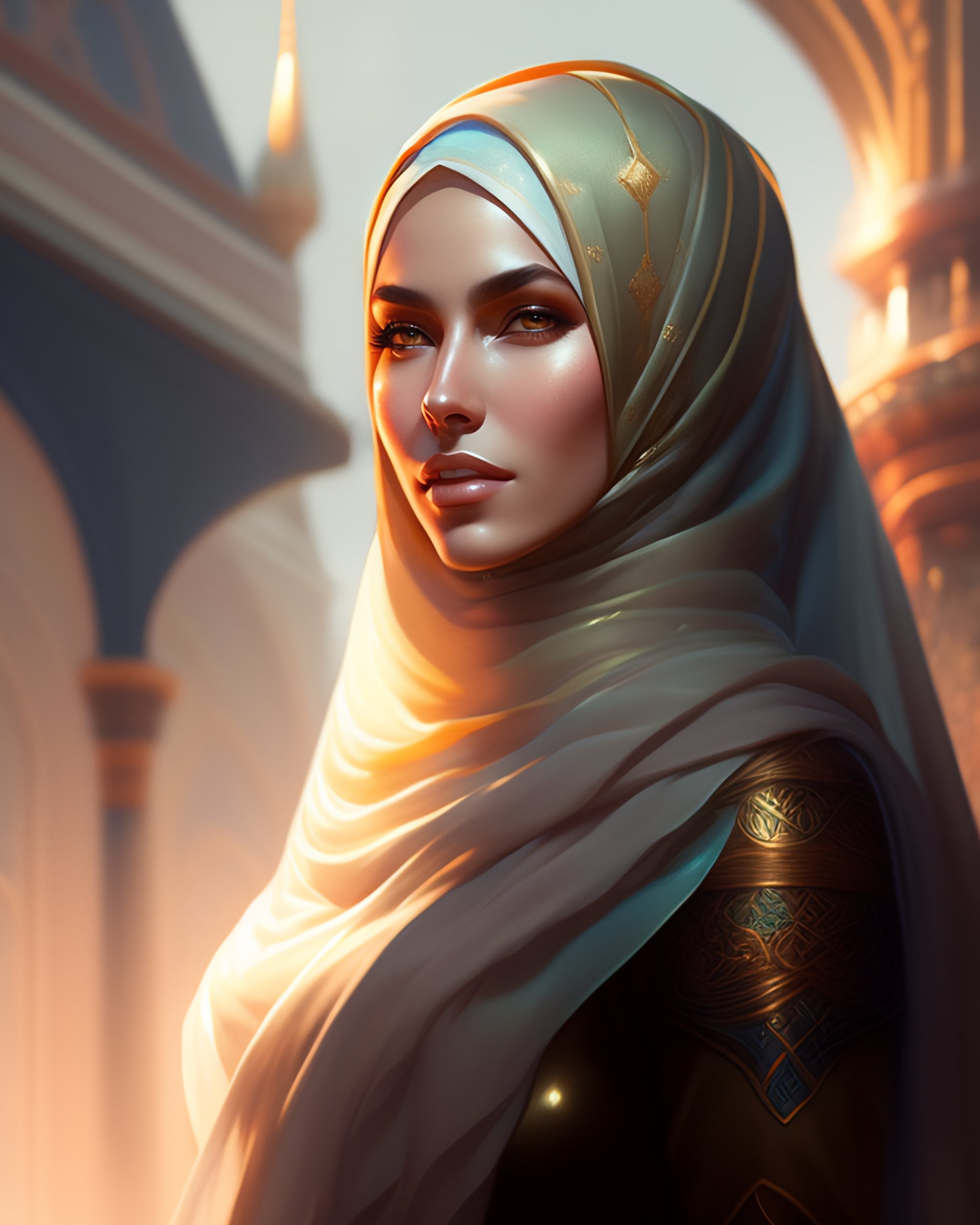 Lexica - Full body rising queen wearing hijab by stanley artgerm lau ...