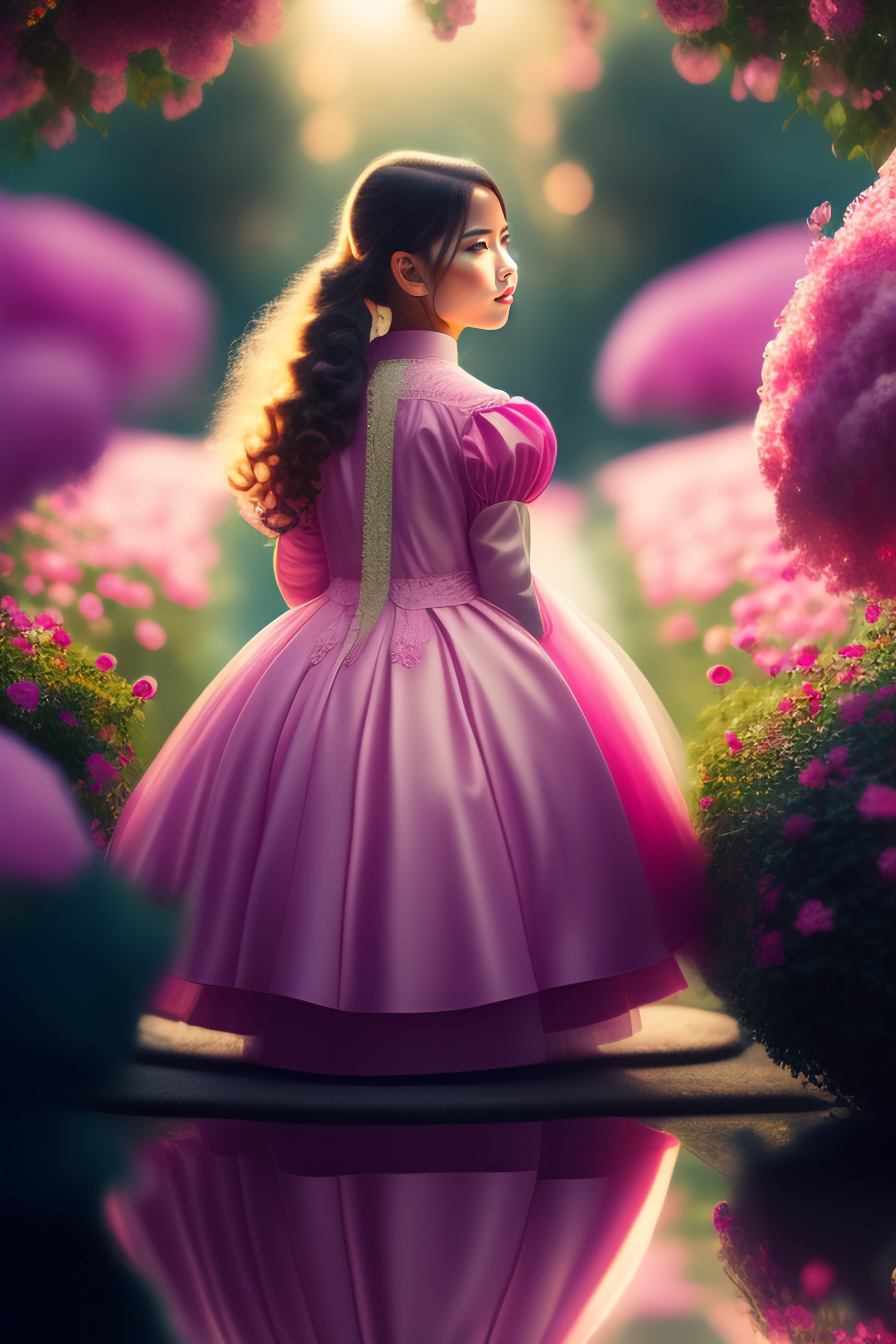 Lexica - Portrait of a nice pretty girl wearing a pinky clothes serving ...
