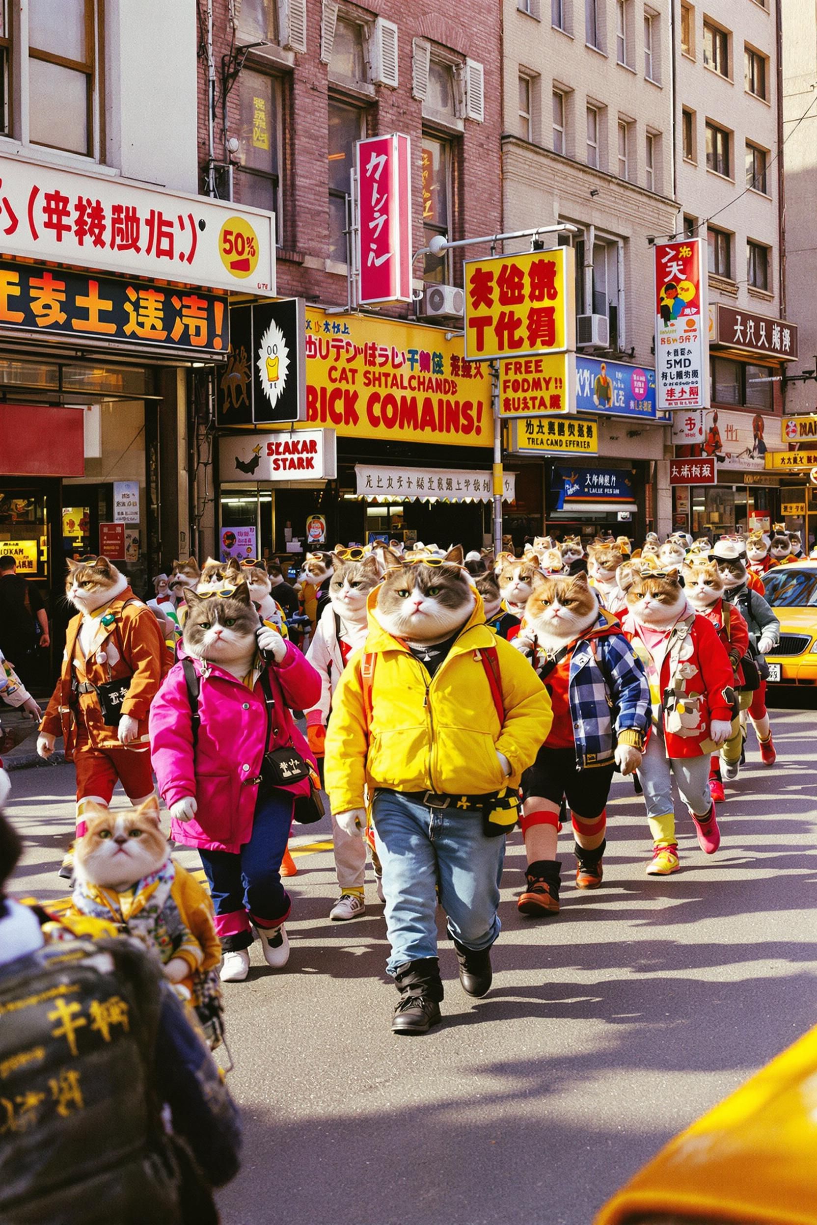 Lexica - A parallel world where only cats evolved, crowd of cats ...