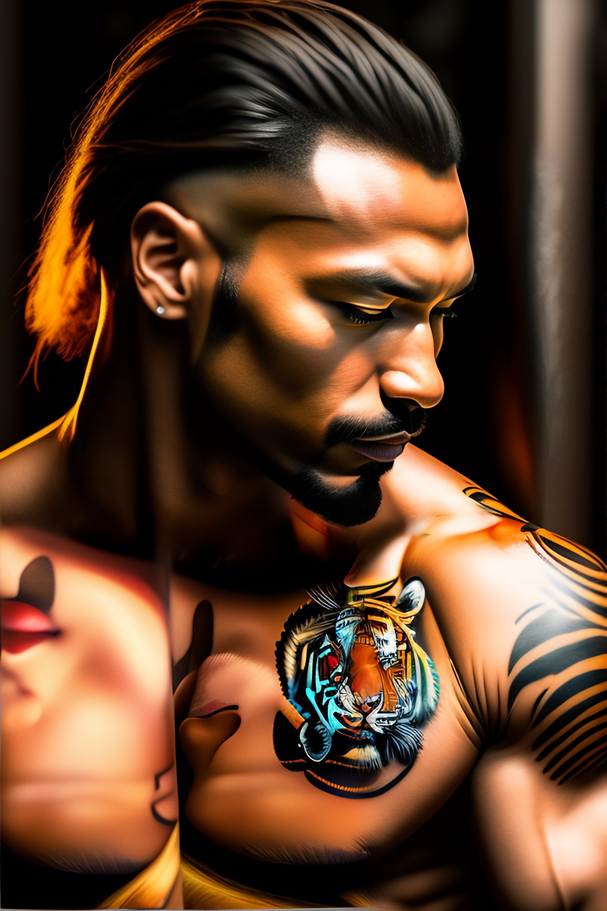 Lexica - Tiger person giving a tattoo