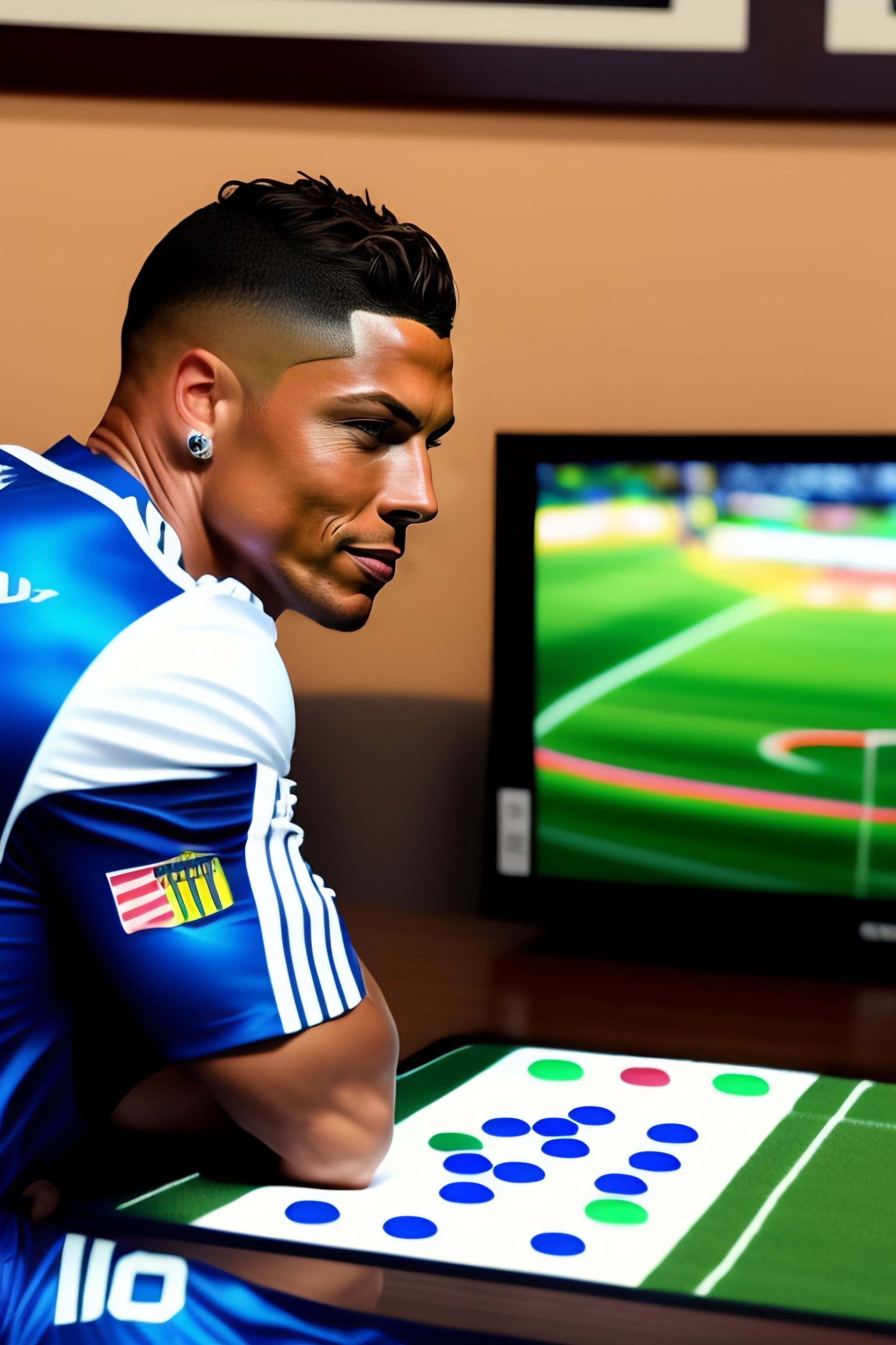 Lexica - A photo of ronaldo in a football outfit playing checkers ...