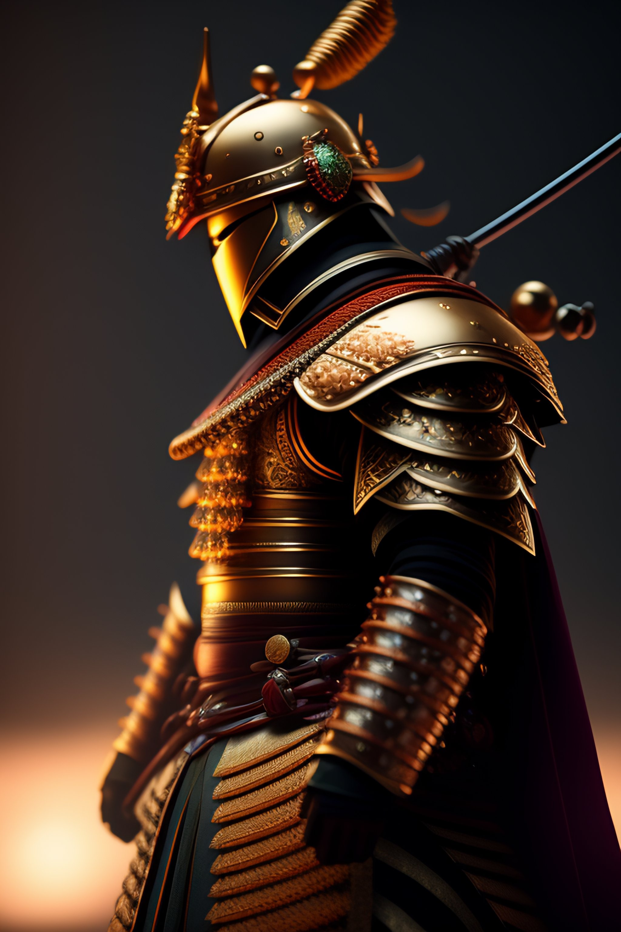 Lexica - Japanese samurai armor Mobile phone, centred, night time ...