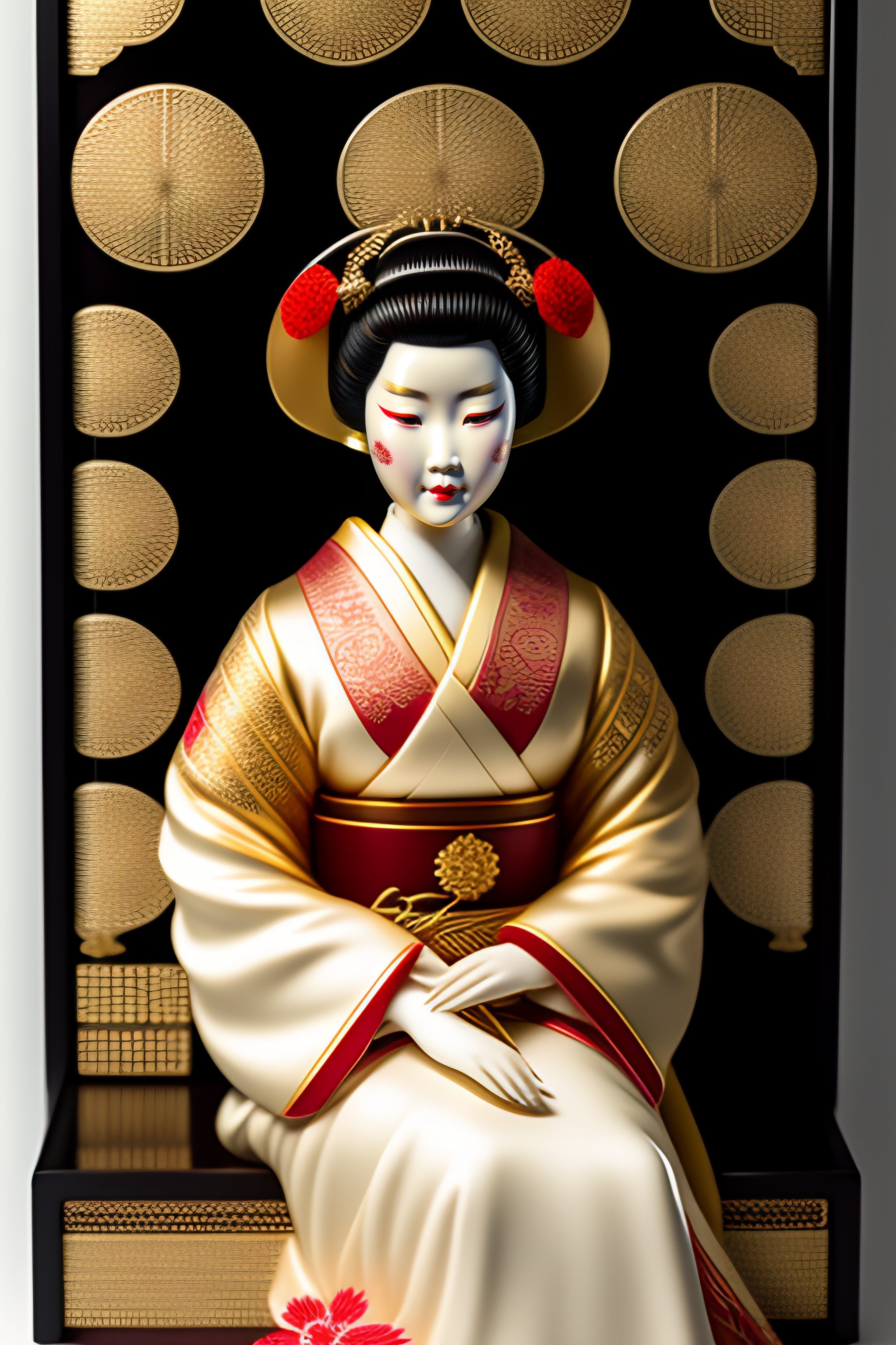 Lexica - Japanese Geisha Doll Seated Geisha Playing Instrument Seated ...
