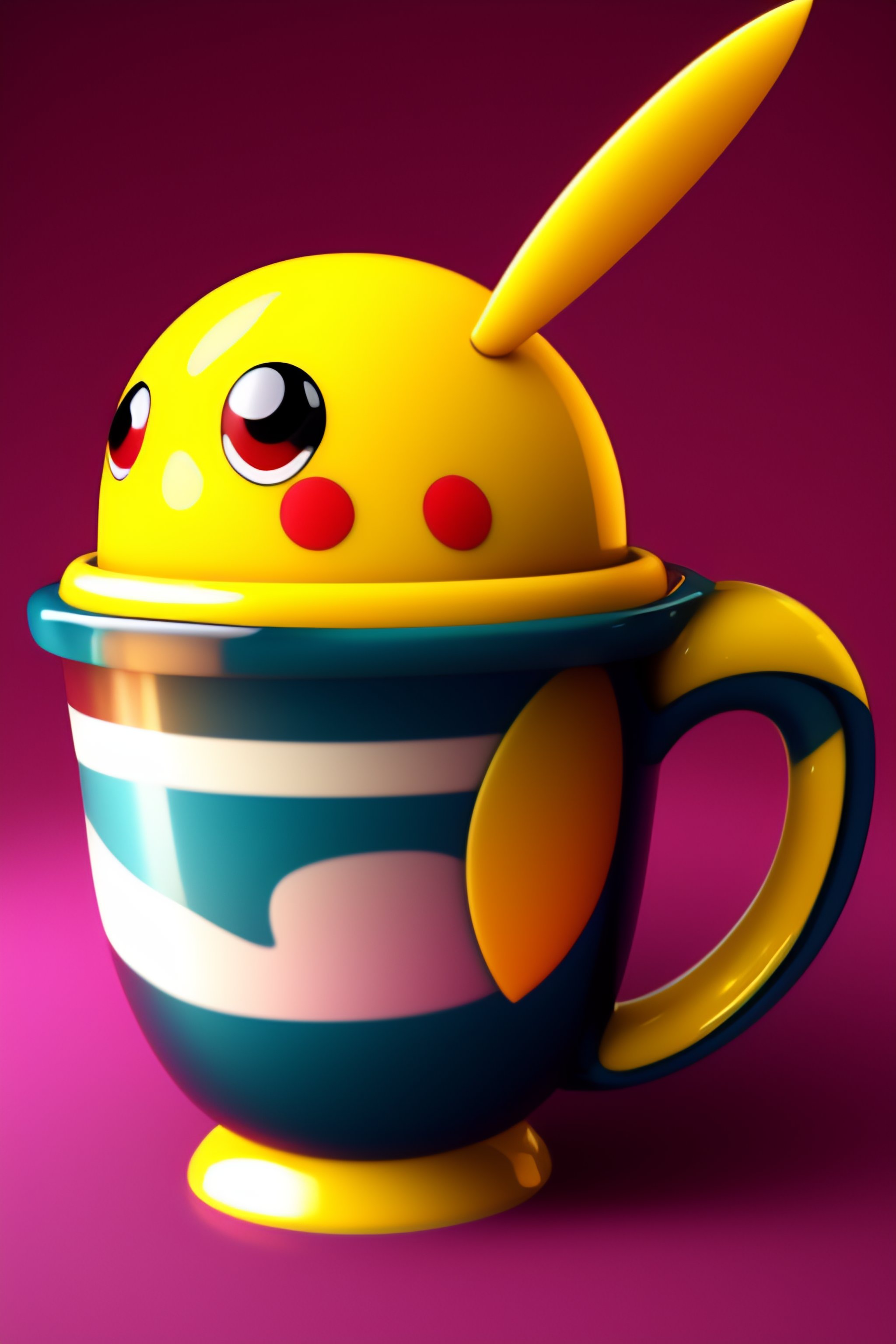 Lexica - Cartoon bee looks like pokemon with a cup of coffee and a spear