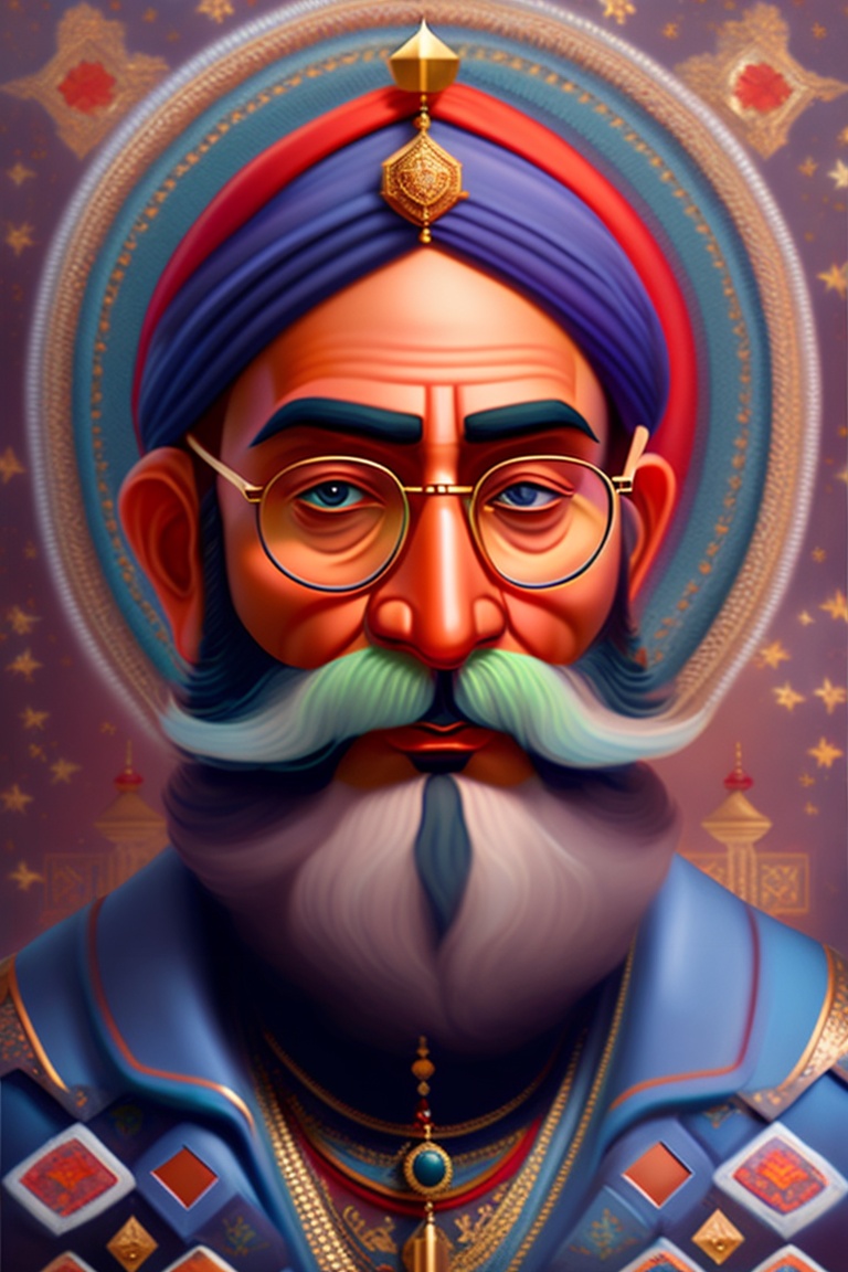 Lexica - Colour full background, wise man with spectacles and moustache ...