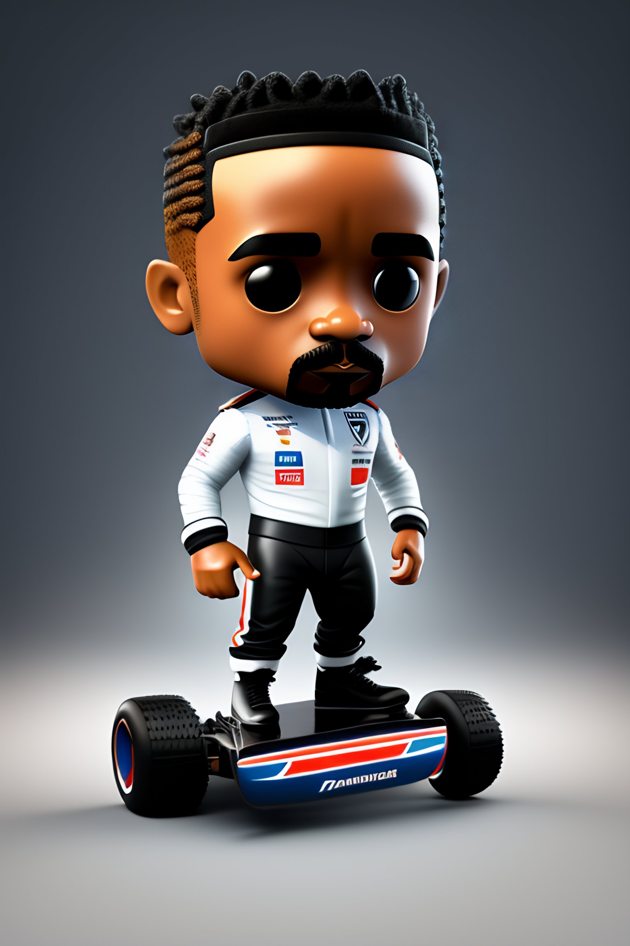 Lexica - Full body 3d render of funko pop Lewis Hamilton