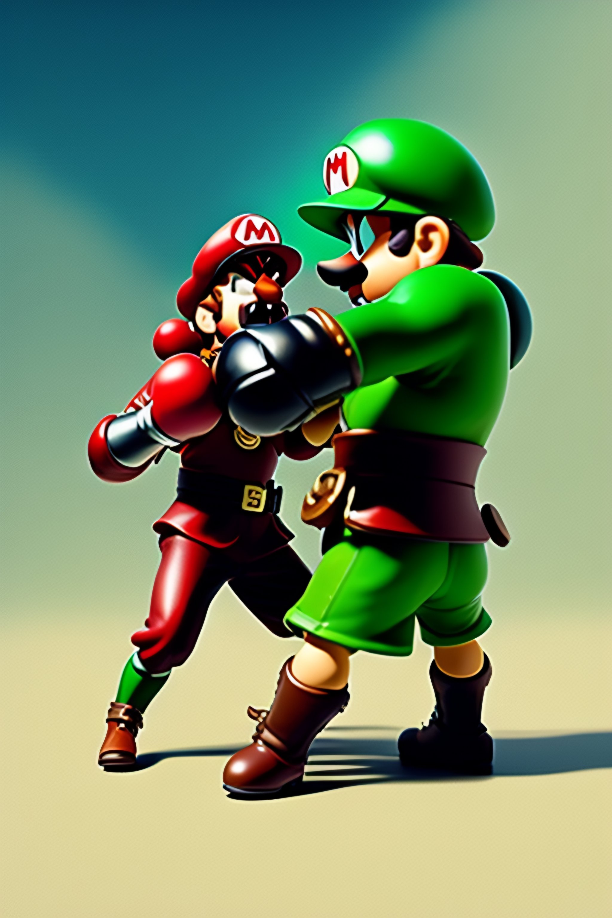 Lexica - Mario and Link (from the Zelda series) fighting to the death